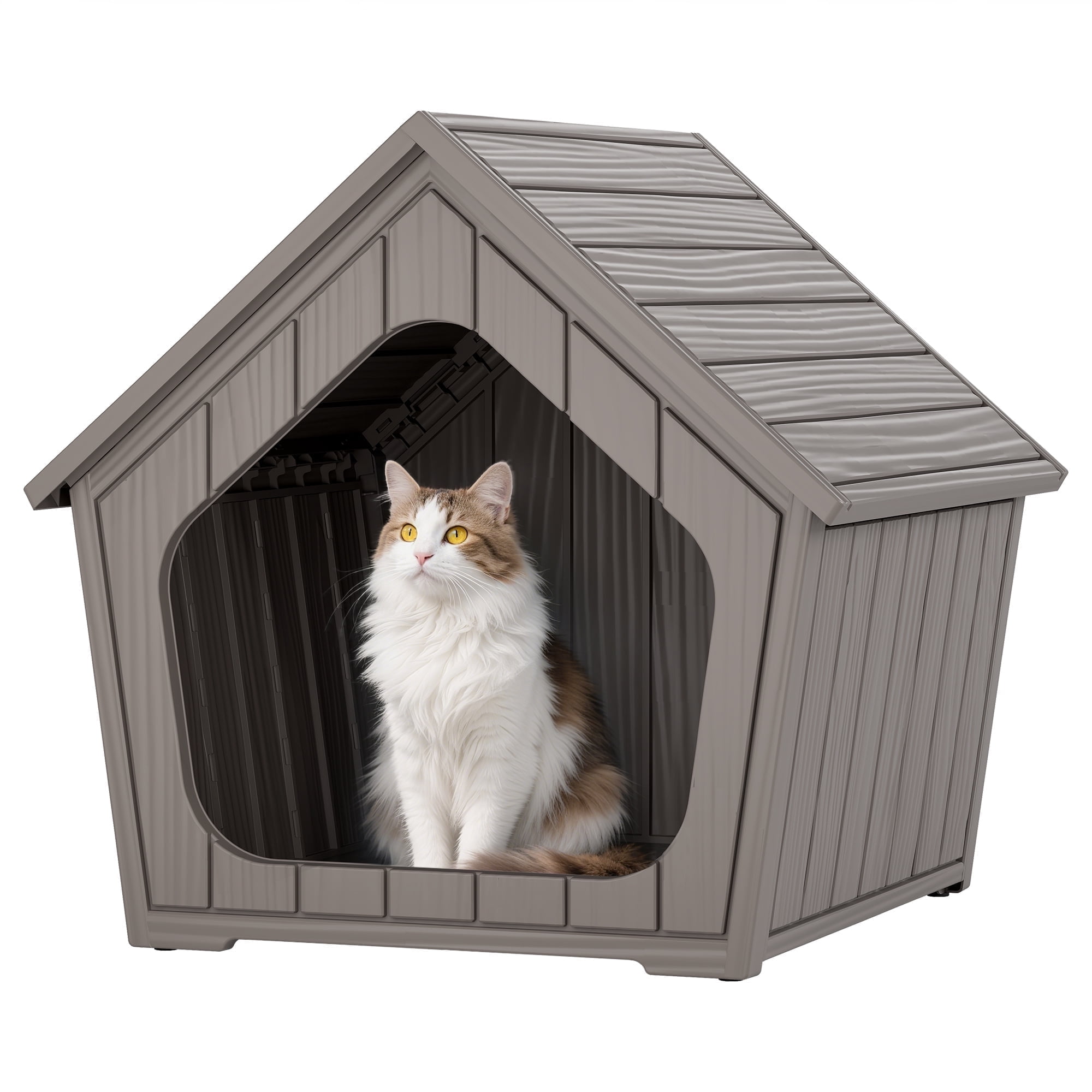 Bifanuo Weatherproof Outdoor Cat House - Insulated Resin Shelter for ...