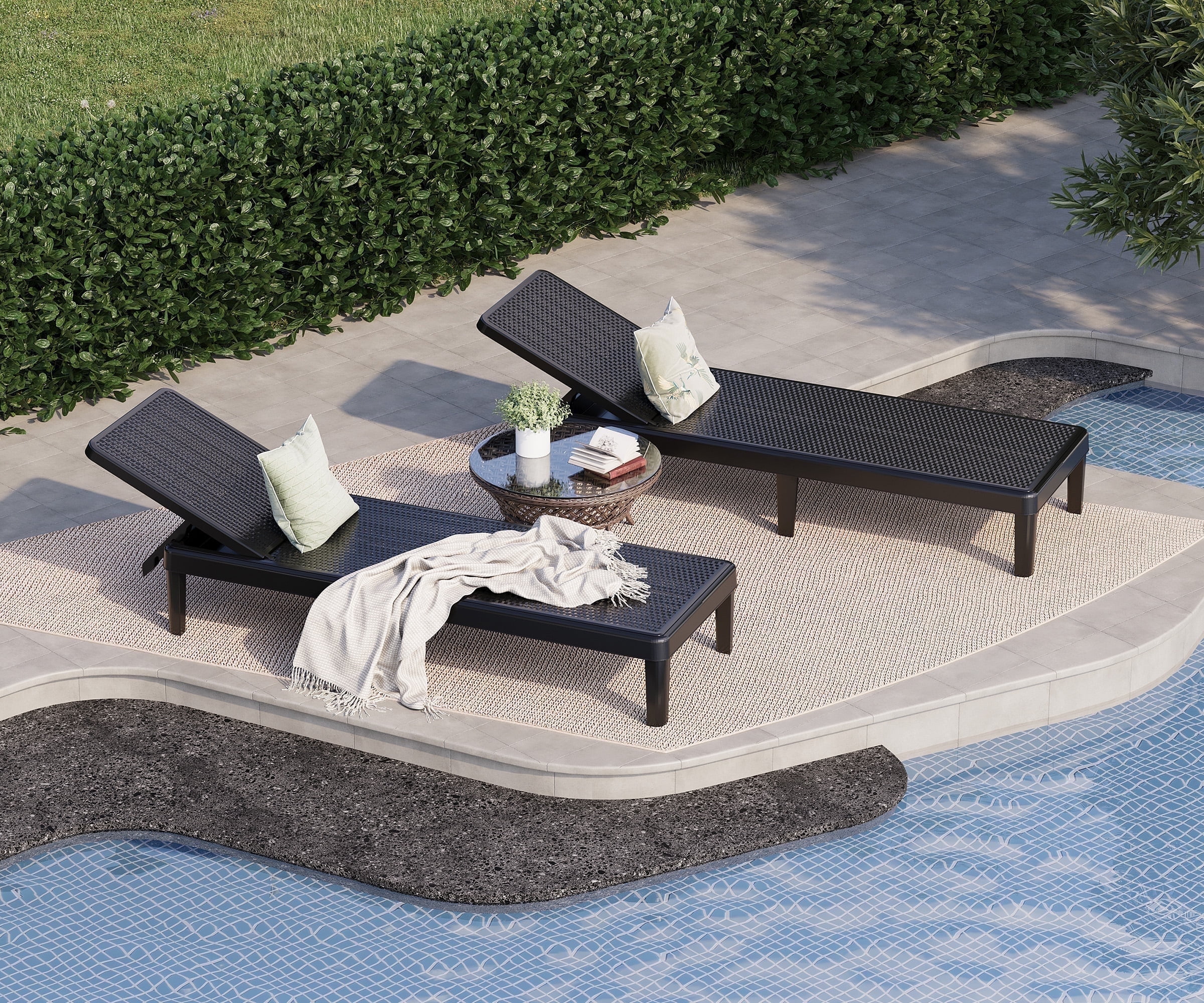 Bifanuo Outdoor Chaise Lounge Chair Set of 2 for Outside Pool Patio ...