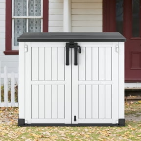 Suncast Backyard Oasis 130 Gallon Outdoor Garden Patio Storage Unit ...