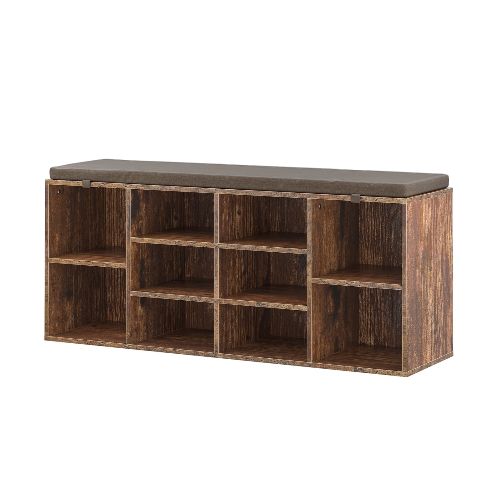 Bifanuo Shoe Storage Bench, 10 Cubbies Shoe Rack Bench with Padded Seat ...