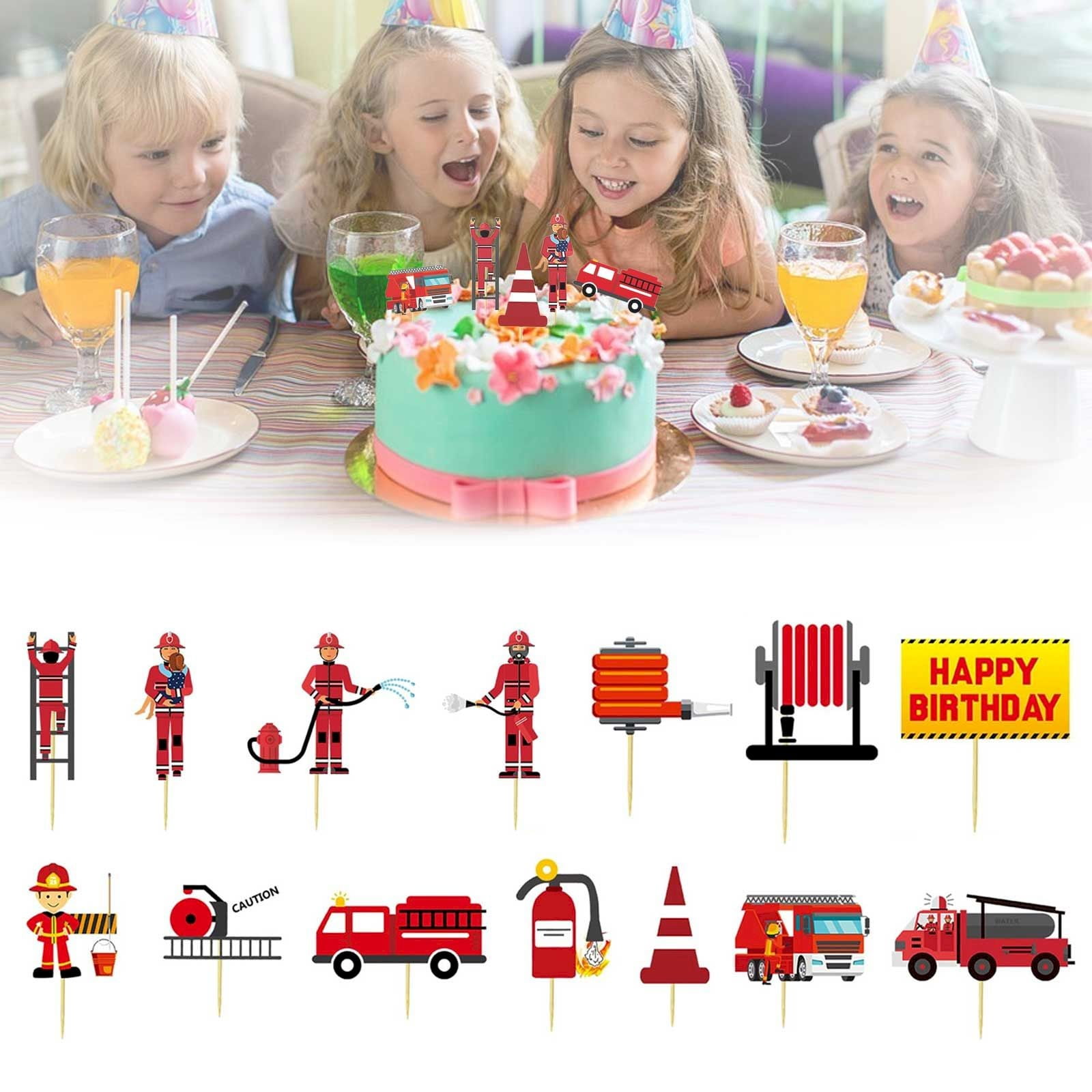 Bifavgk Clearance! 14 Pcs Fireman Cake Toppers Fire Truck Hydrant ...