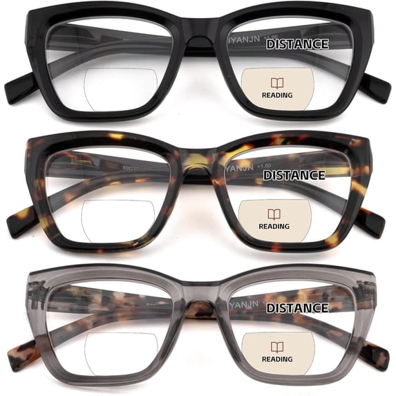 Bifocal Reading Glasses For Women Men 3 Pack Fashion Cat Eye Computer ...