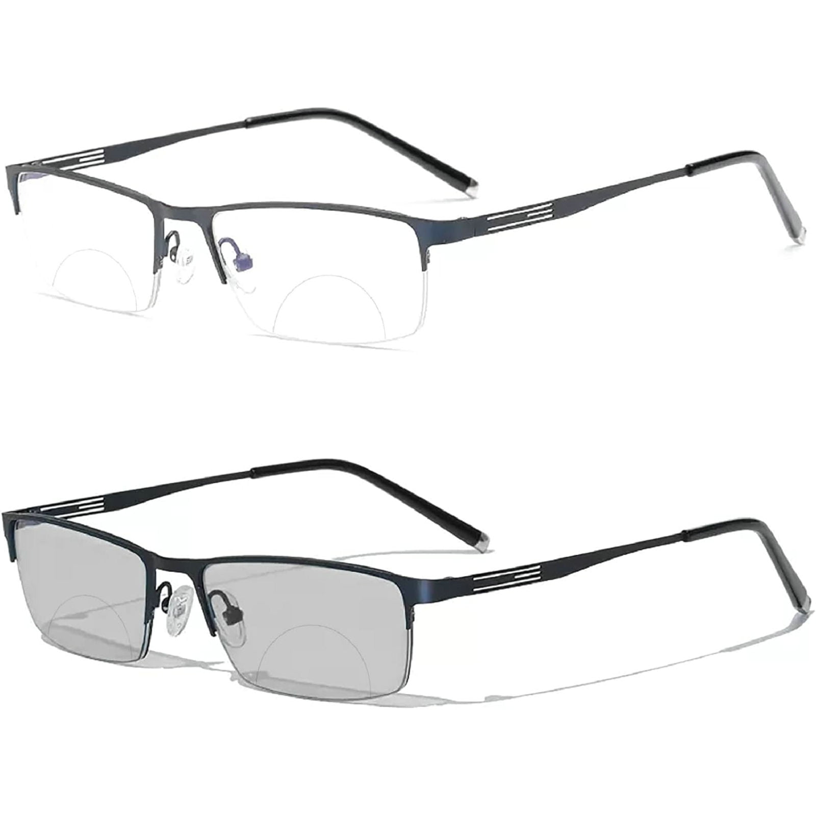 Bifocal Reading Glasses Men Business Sun Photochromic Lens Metal Half ...