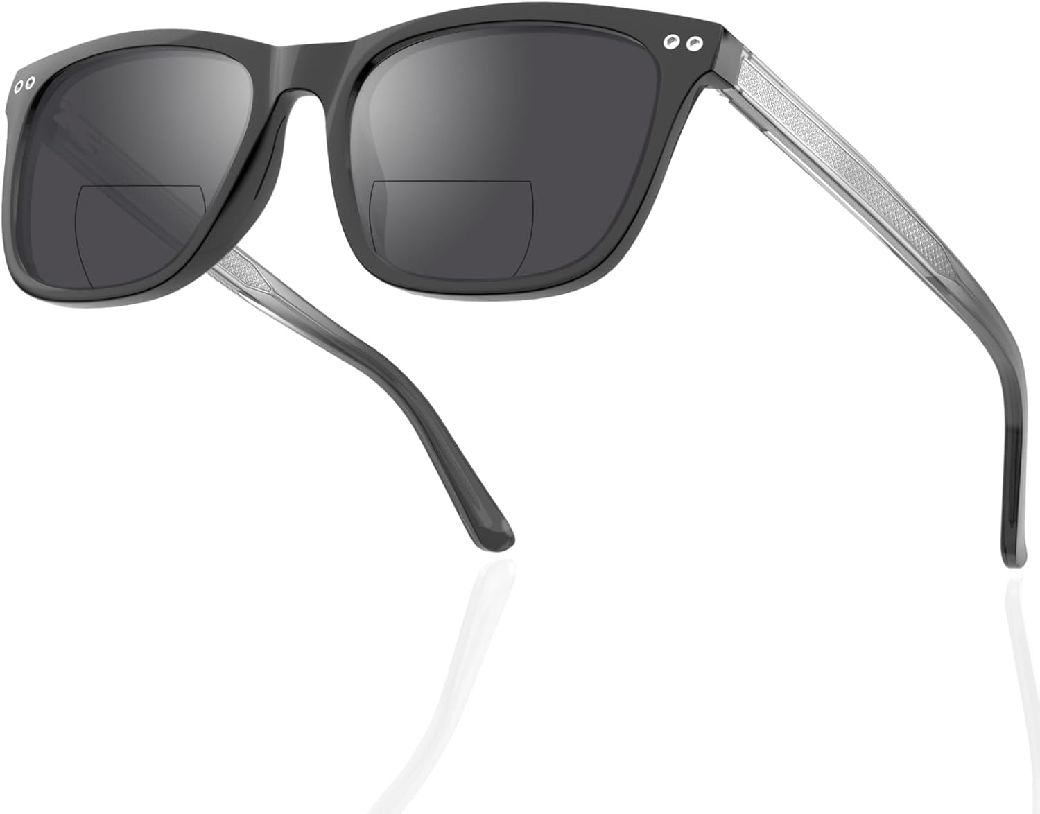 Bifocal Reading Sunglasses Men Clear Top Acetate Frame Sun Readers with ...