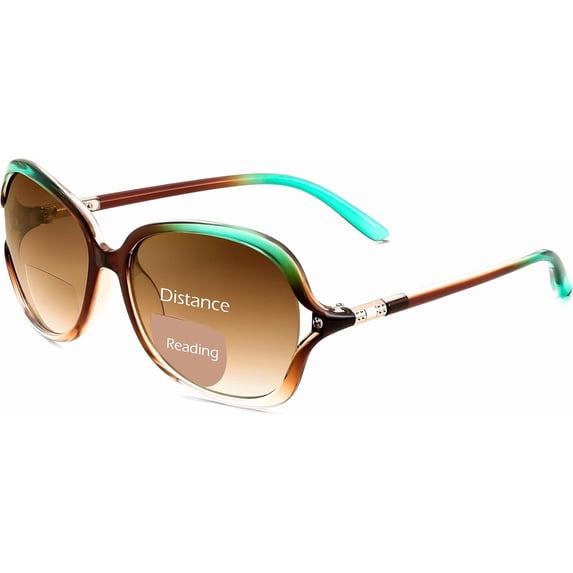 Bifocal Reading Sunglasses, Oversized Brown Gradient Frame with UV ...