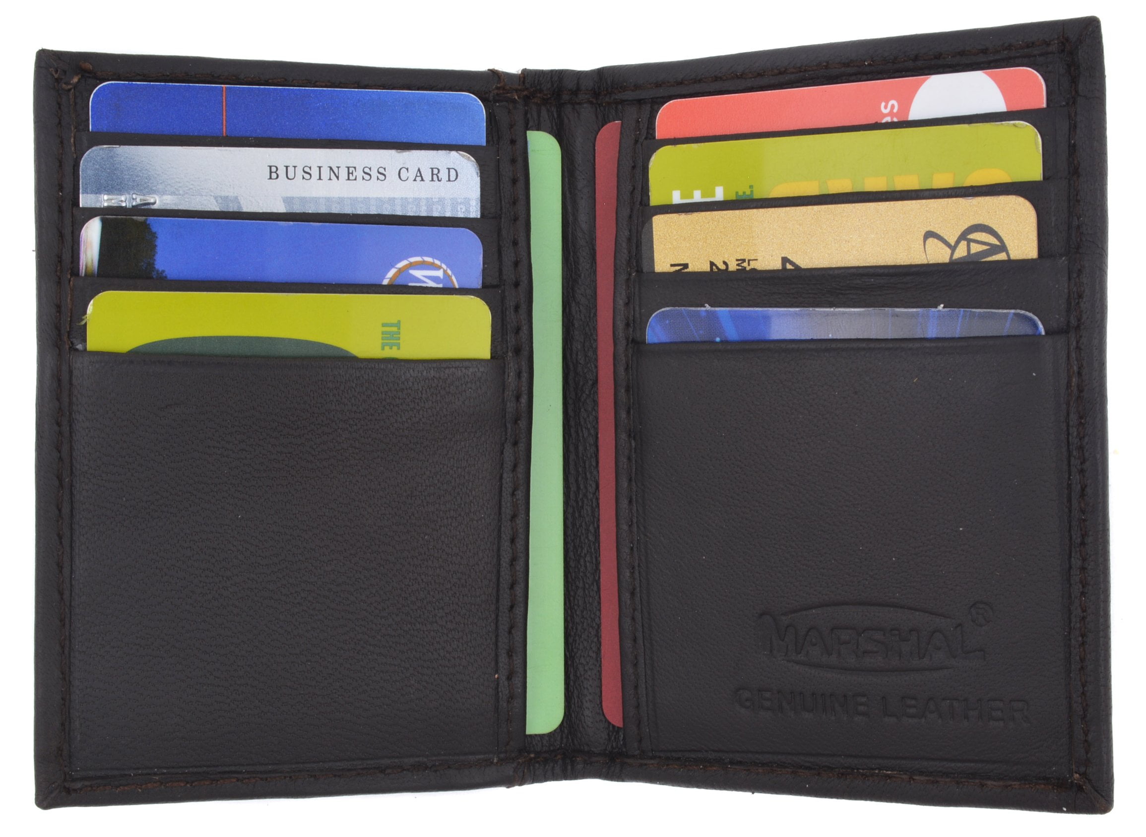Bifold Lamb Leather Credit Card Holder Wallet with Outside ID Window ...