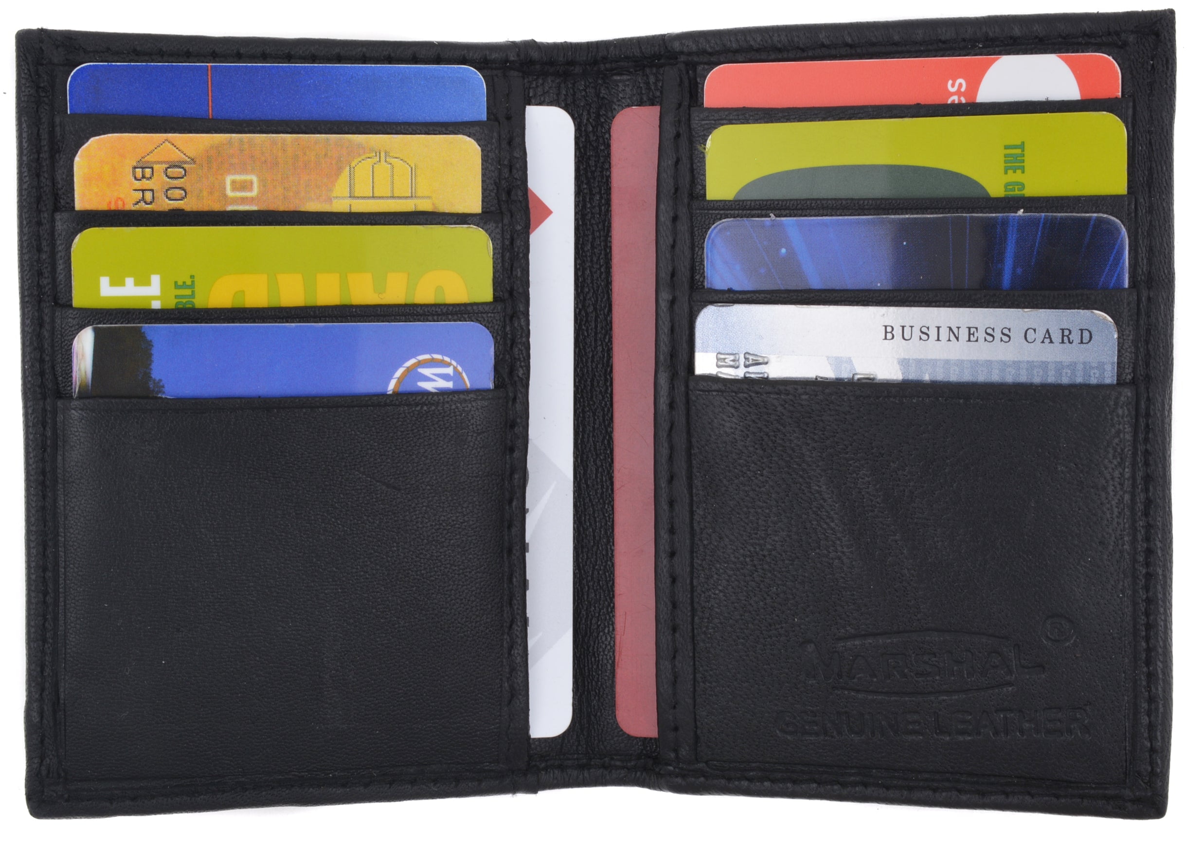 Bifold Lamb Leather Credit Card Holder Wallet with Outside ID Window ...
