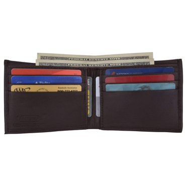 Trifold Mens Leather Wallet W/2 Outside ID Windows 3655 - Walmart.com