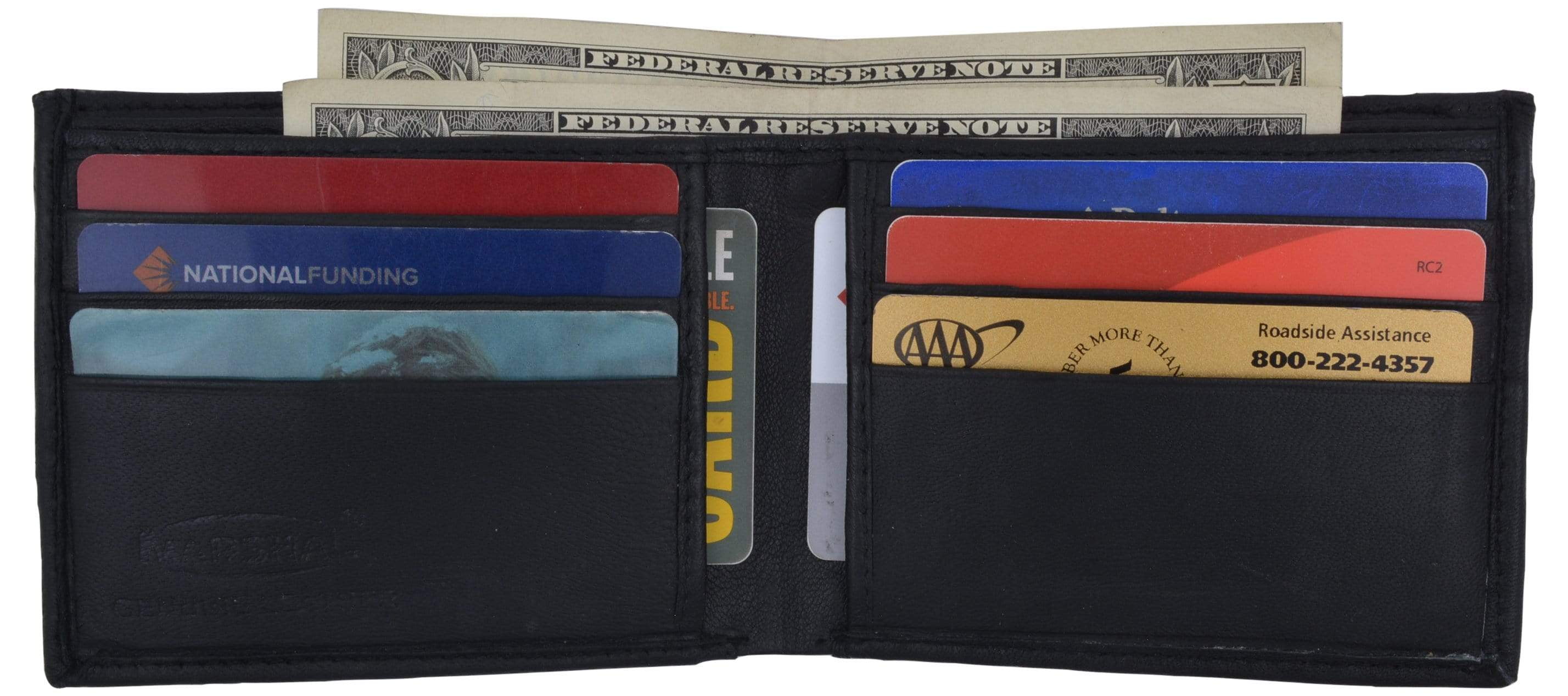 Bifold Lambskin Leather Outside ID Window Mens Wallet 1358 - Walmart.com