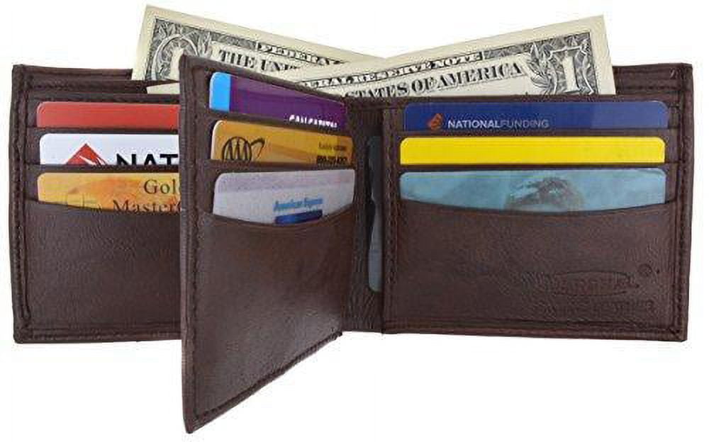 Bifold Men's Genuine Leather Center Flap Multi Card Holder Wallet NEW ...