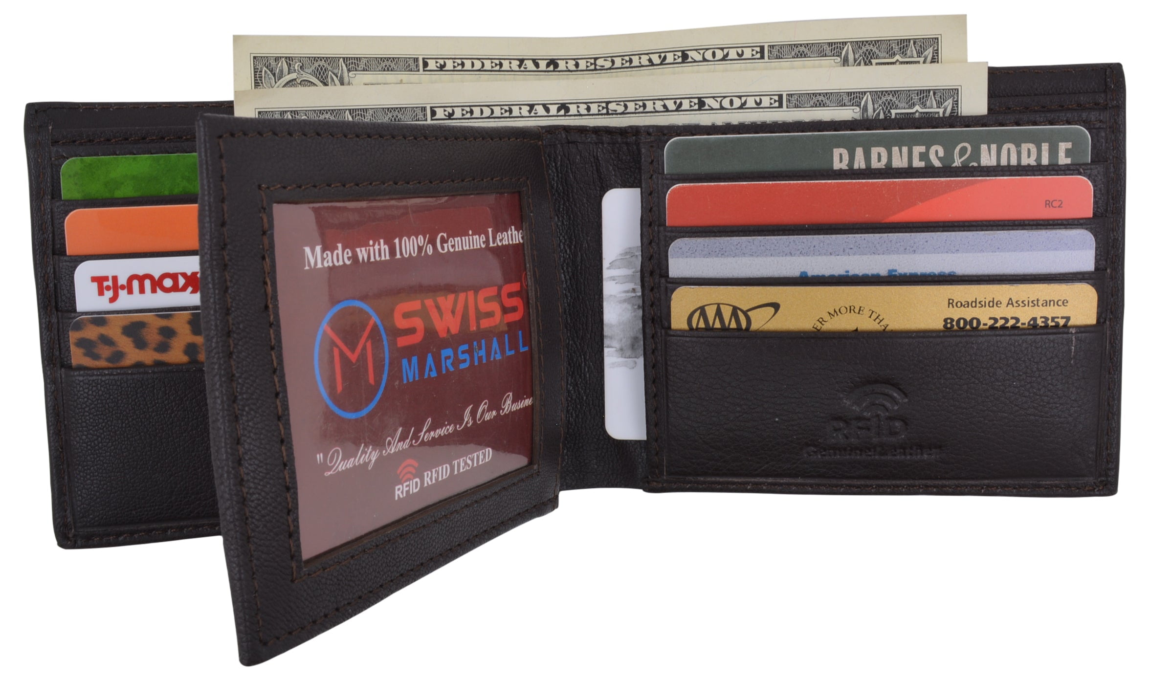 Bifold Men's RFID Security Blocking Leather Extra Capacity Credit Card ...