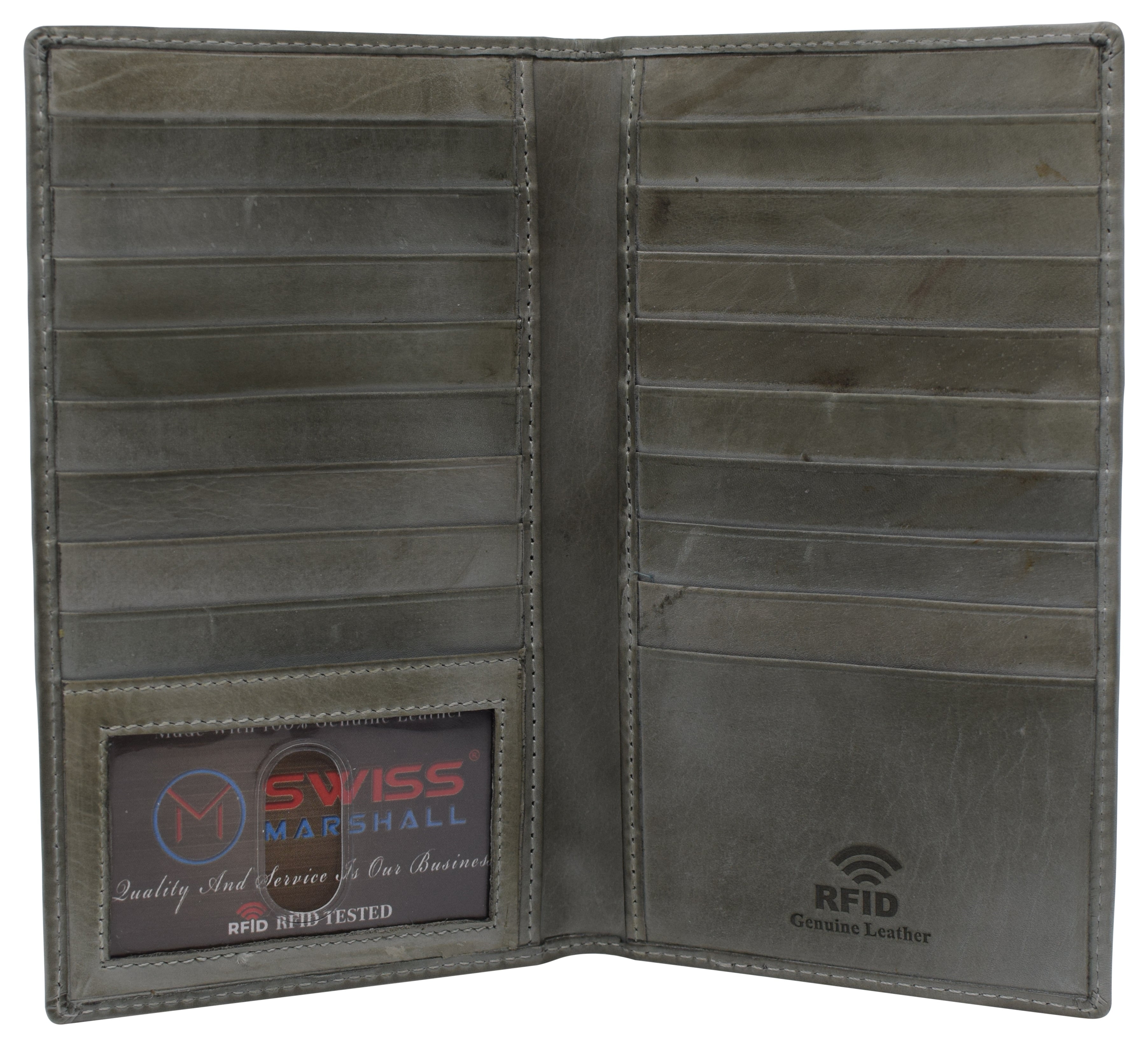 Bifold RFID Blocking Premium Leather Credit Card ID Holder Long Wallet ...