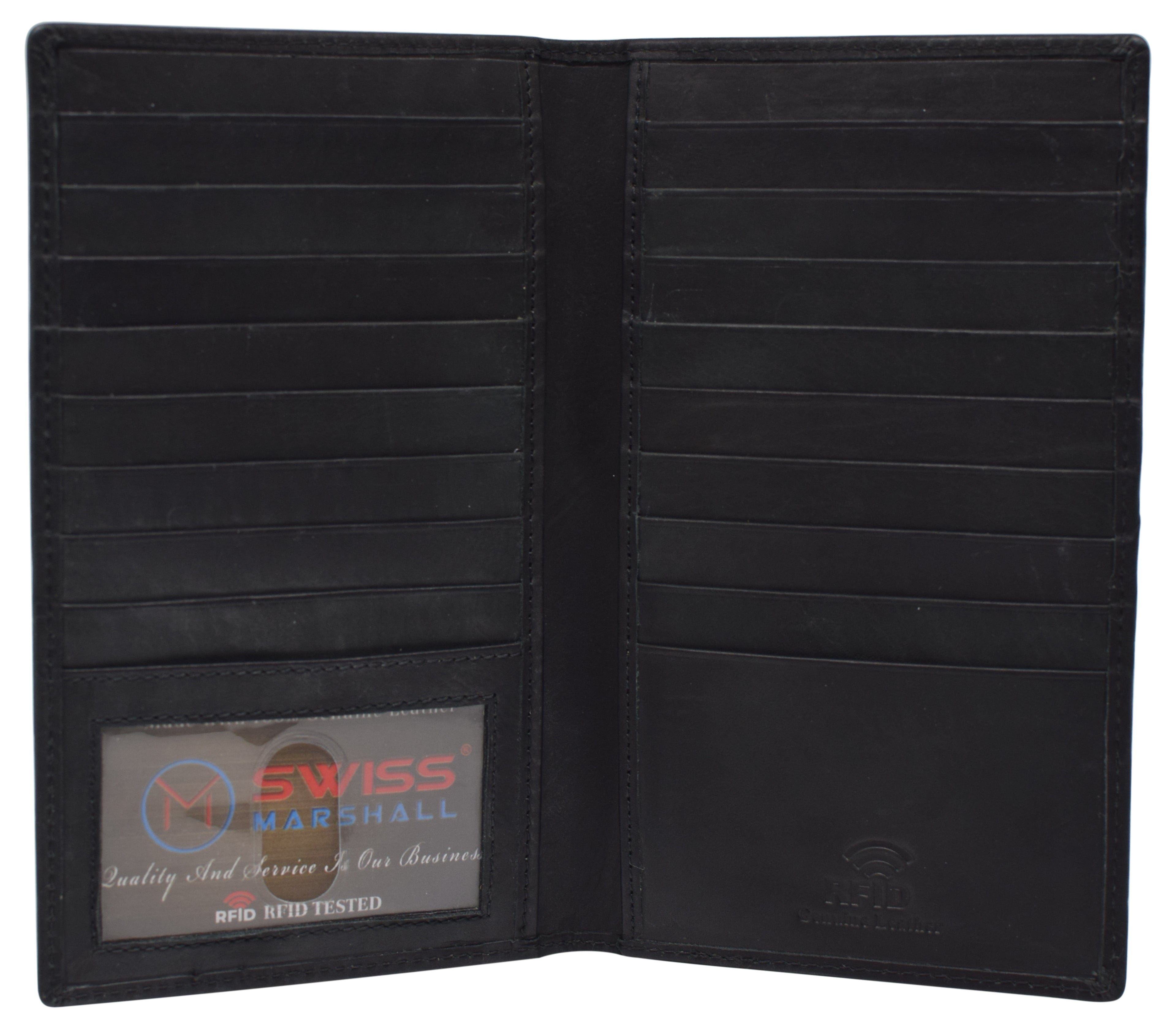 Bifold RFID Blocking Premium Leather Credit Card ID Holder Long Wallet ...