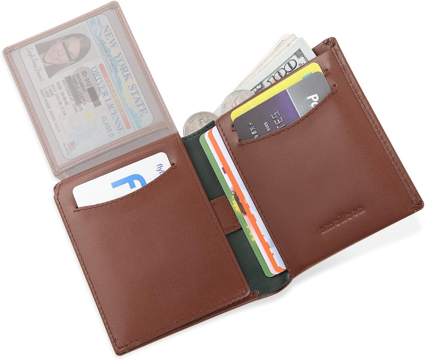 Bifold Trifold Leather RFID Mens Wallet with ID Window & Coin Pockets ...