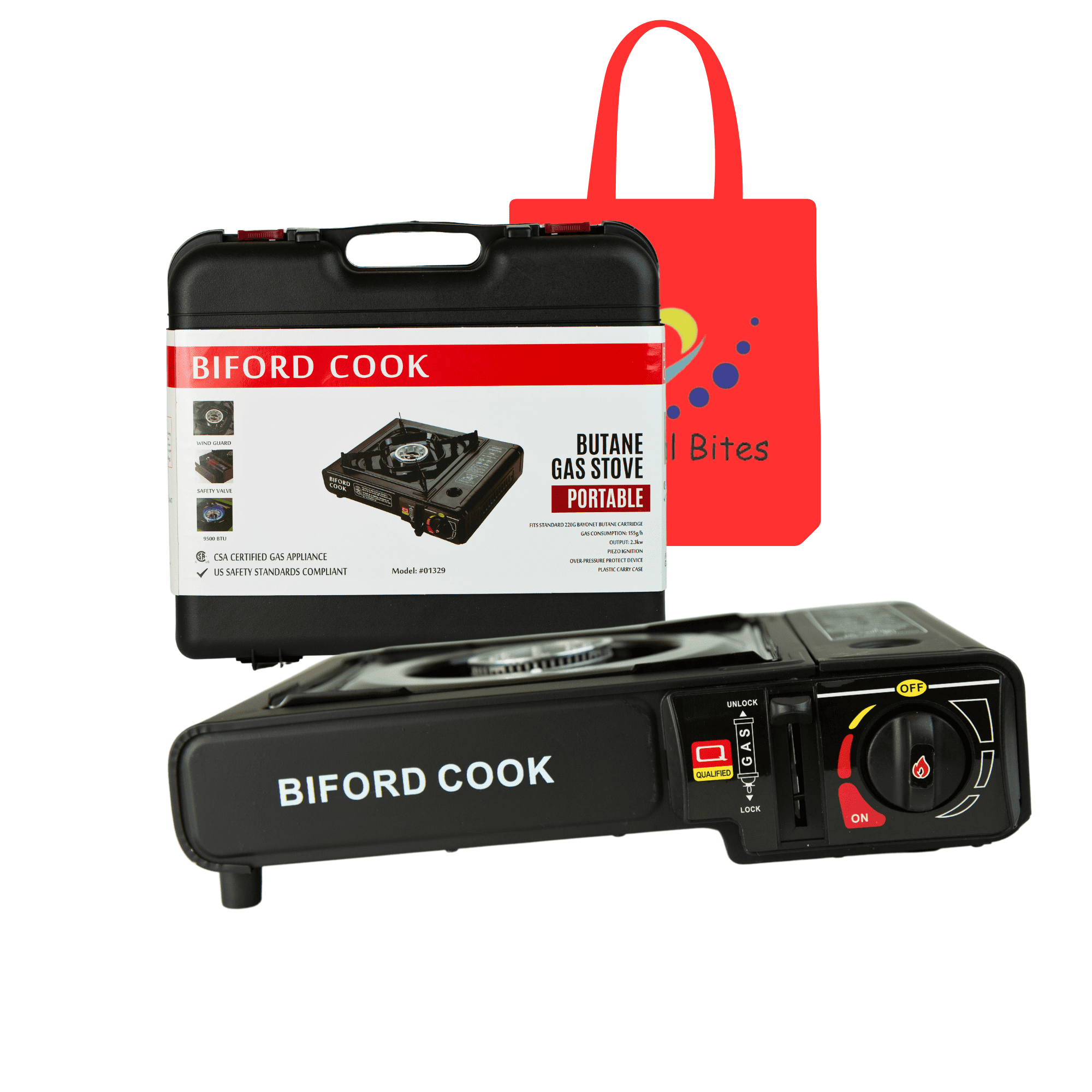 Biford Portable 1-Burner Butane Gas Camping Stove with Carrying Case ...