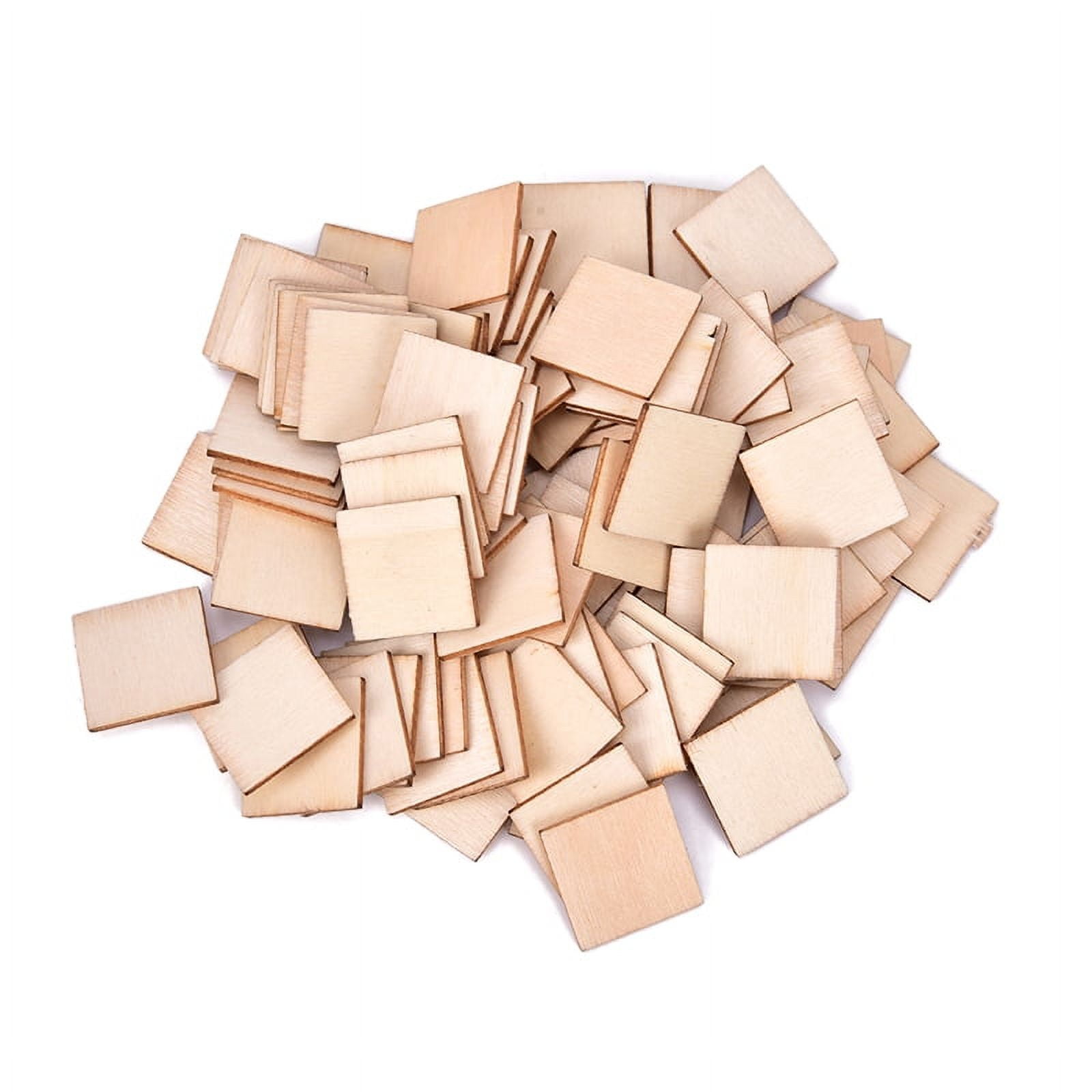 (Big) 100pcs Blank Squares Wood Pieces Round Corner Square Wooden ...
