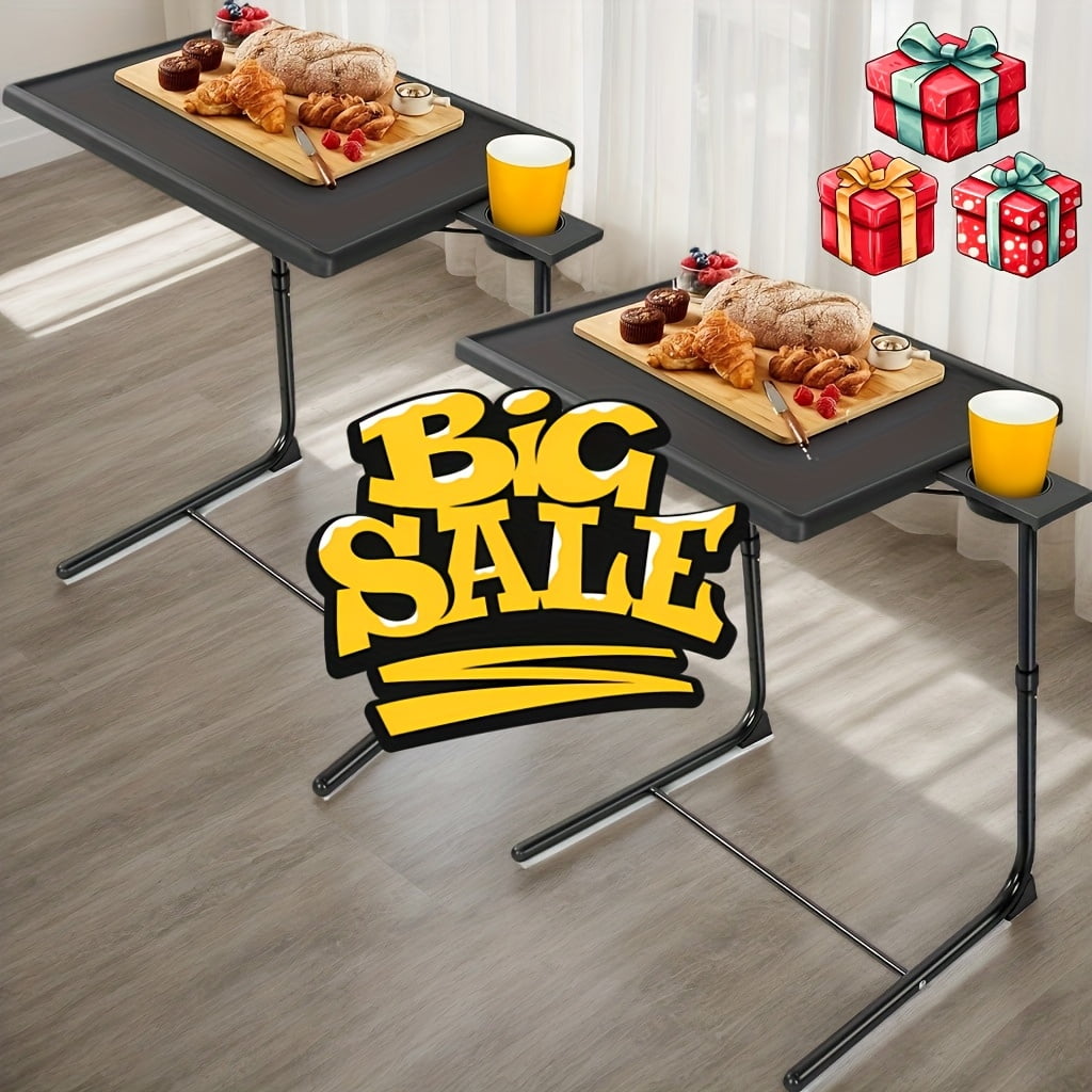 Big 2-Pack/ 1-Pack Adjustable Folding Table - TV Tray Table, 6 ...