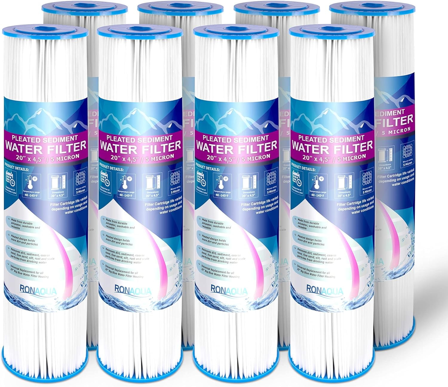 Big 20 x 4.5 inches Pleated Washable & Reusable Sediment Filter 5 ...