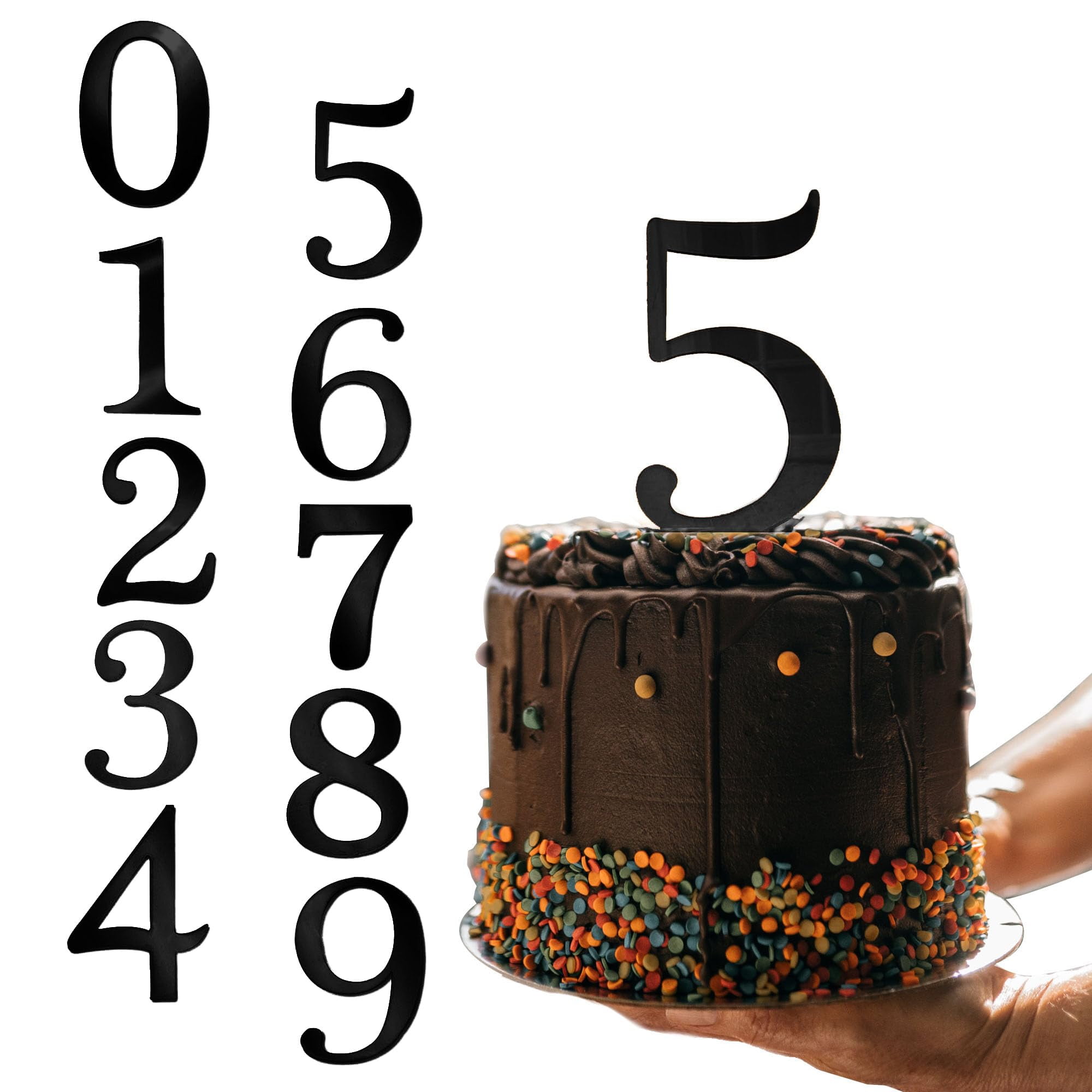 Big 3.7 IN 0-9 Black Birthday FSH1 Number Cake Toppers Large Black ...