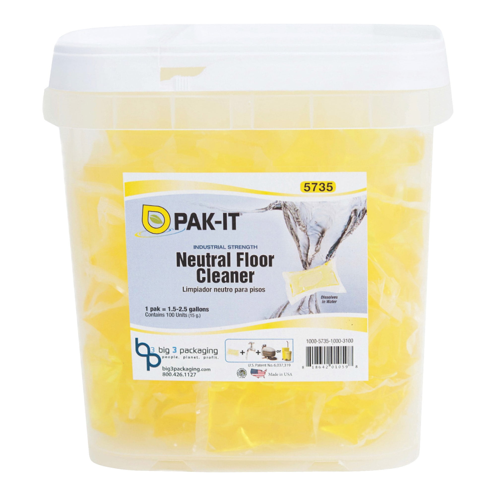 Big 3 Packaging PAK-IT Neutral Floor Cleaner, Floral Scent, Pack Of 100 ...