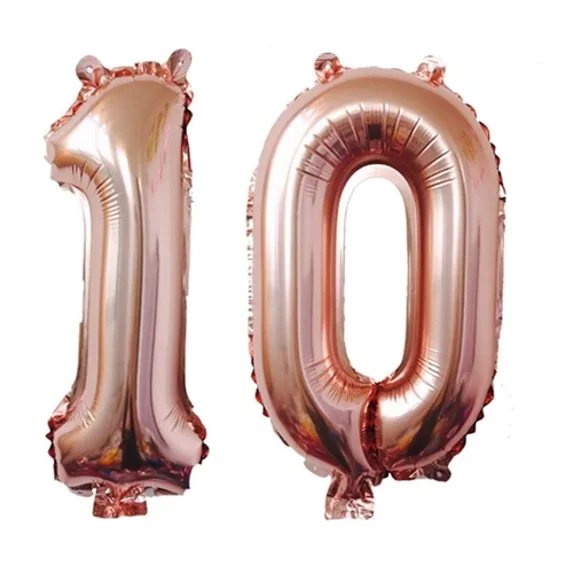 Big 40" 10 Rose Gold Foil Number Balloons Photo Shoot 10Th Birthday ...