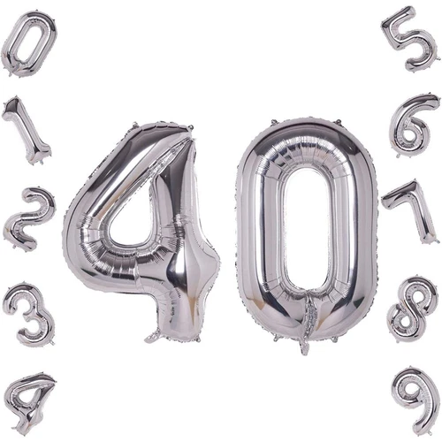 Big 40" 40 Gray Foil Number Balloons Photo Shoot 40th Birthday Float ...