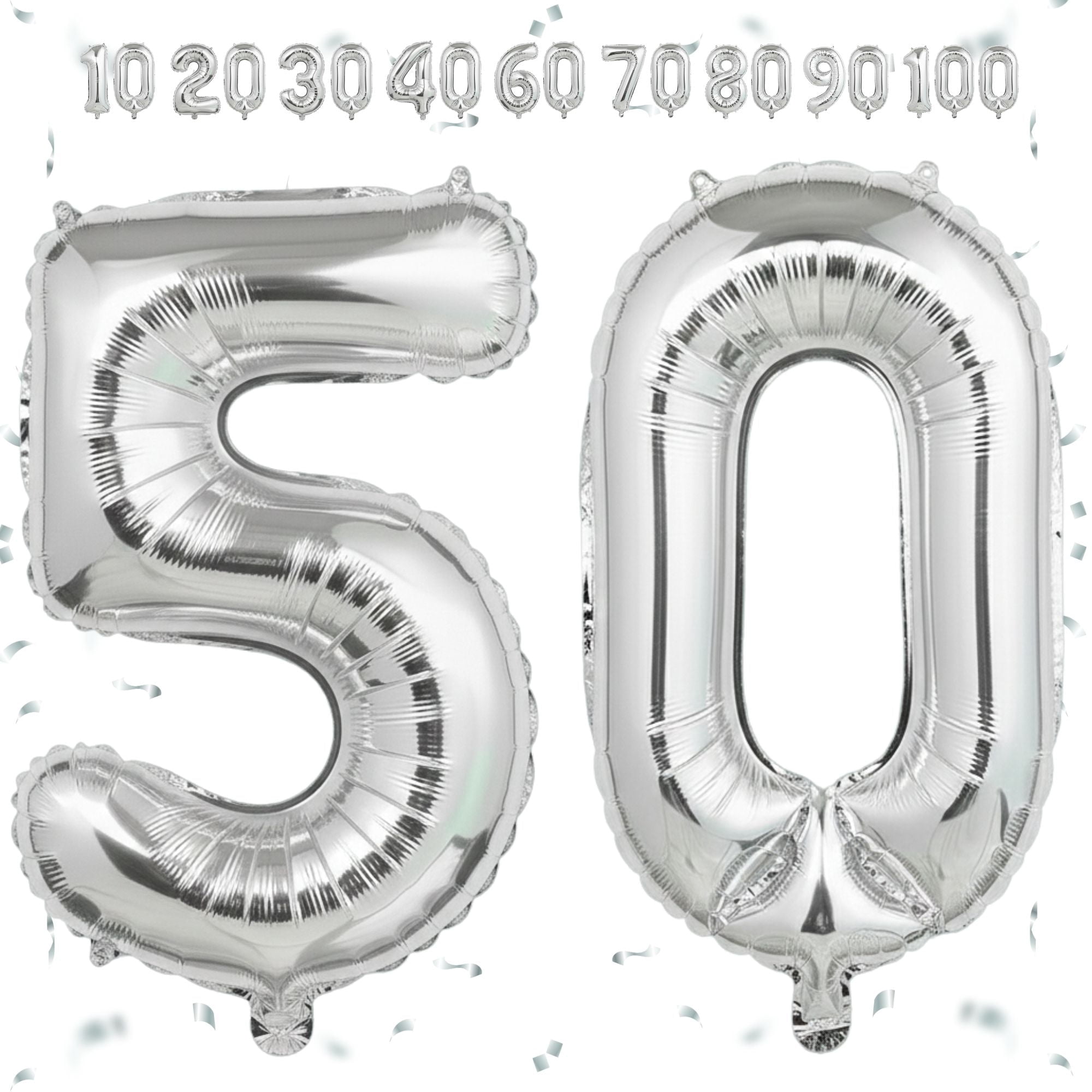 Big 40-Inch Silver Number 50 Balloons (5 & 0) – Jumbo Foil Mylar ...
