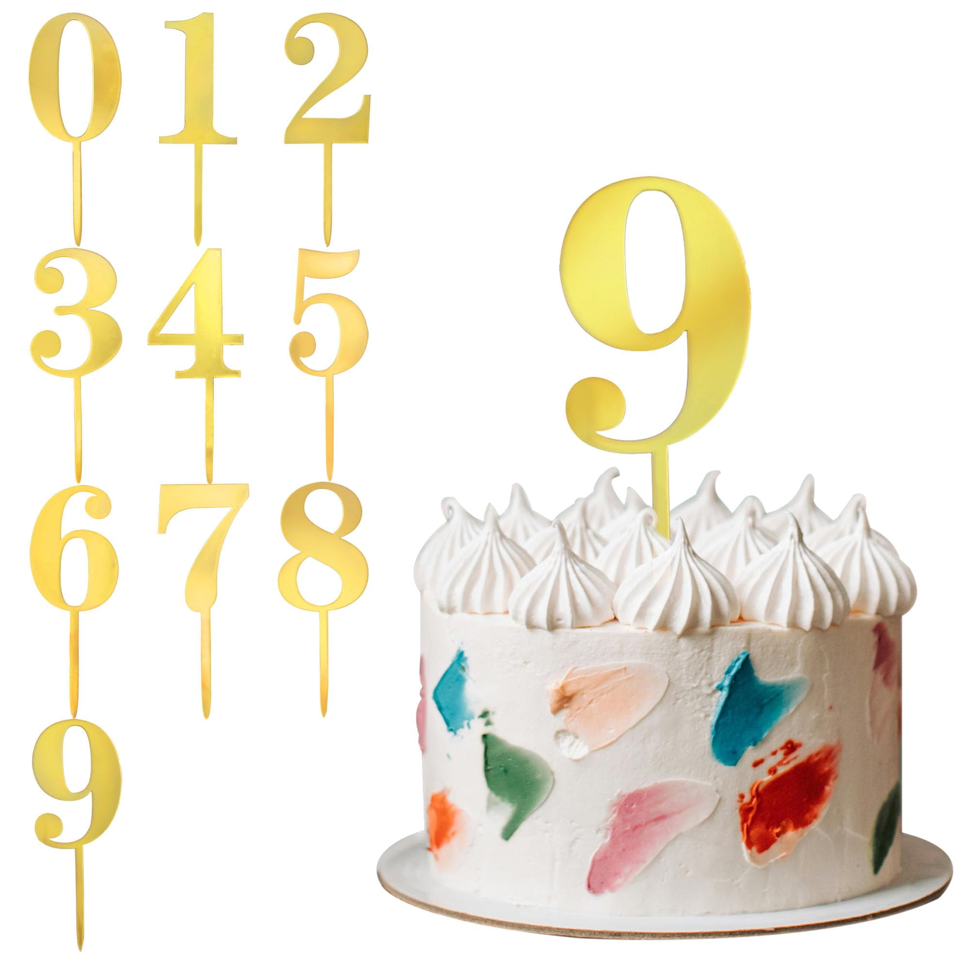 Big 6 IN FEV6 0-9 Gold Birthday Number Cake Toppers Large Golden ...