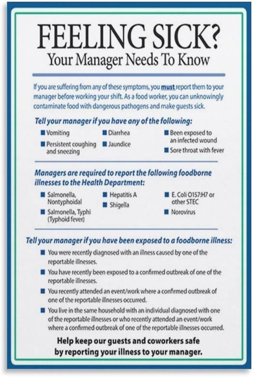Big 6 Foodborne Illnesses Knowledge Poster Graphic Poster (2) Poster ...