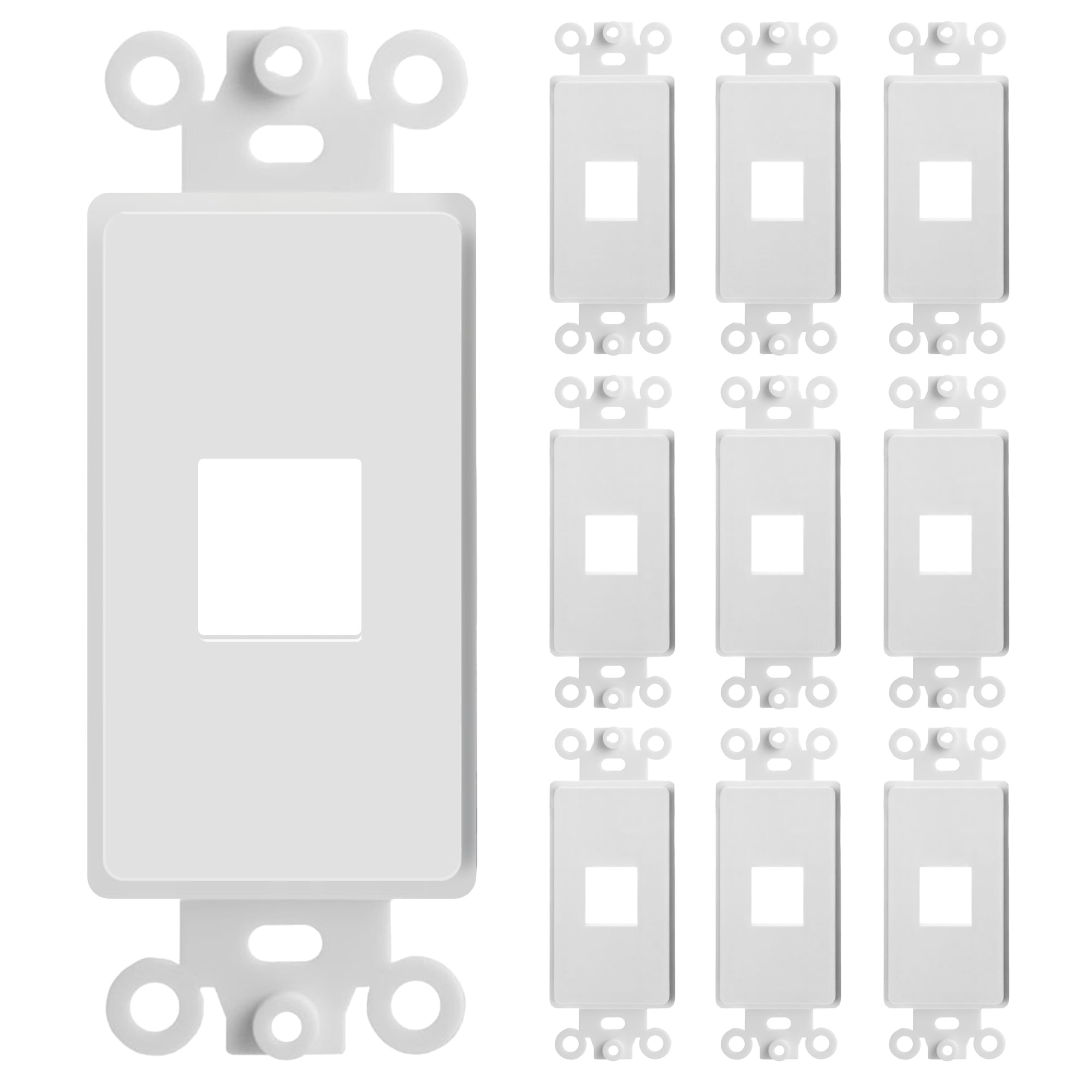 Big-A - 10 Pack 1 Port Decora Wall Plate 1-Gang Keystone Decora Insert ...