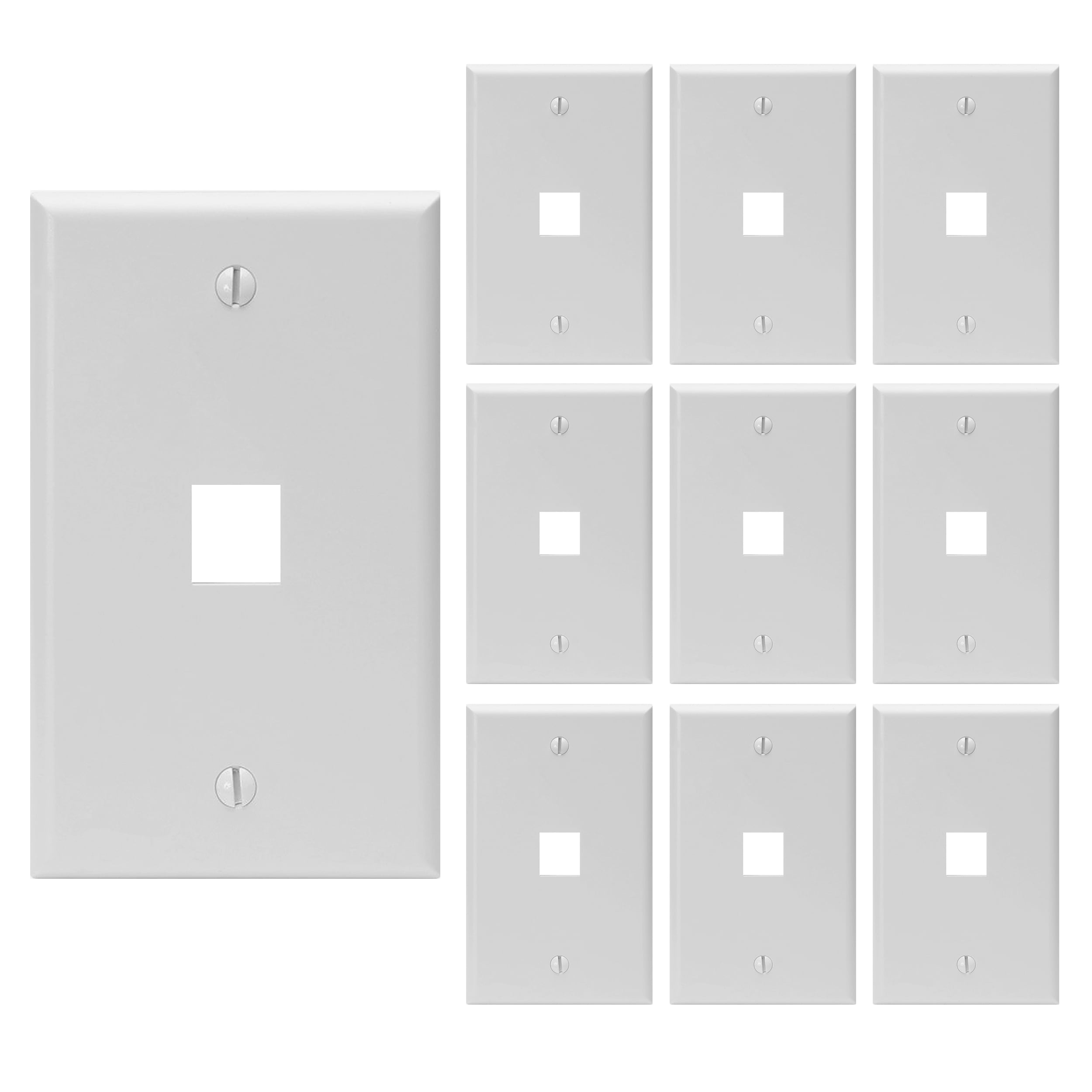 Big-A - [10 Pack] 1 Port Keystone Wall Plate, Low Profile Single-Gang ...