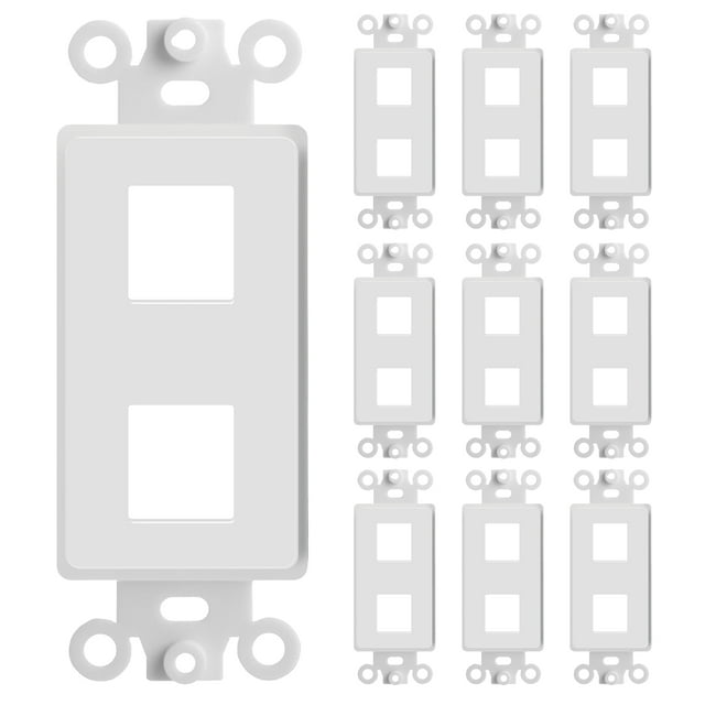 Big-A - 10 Pack 2 Port Decora Wall Plate 1-Gang Keystone Decora Insert ...