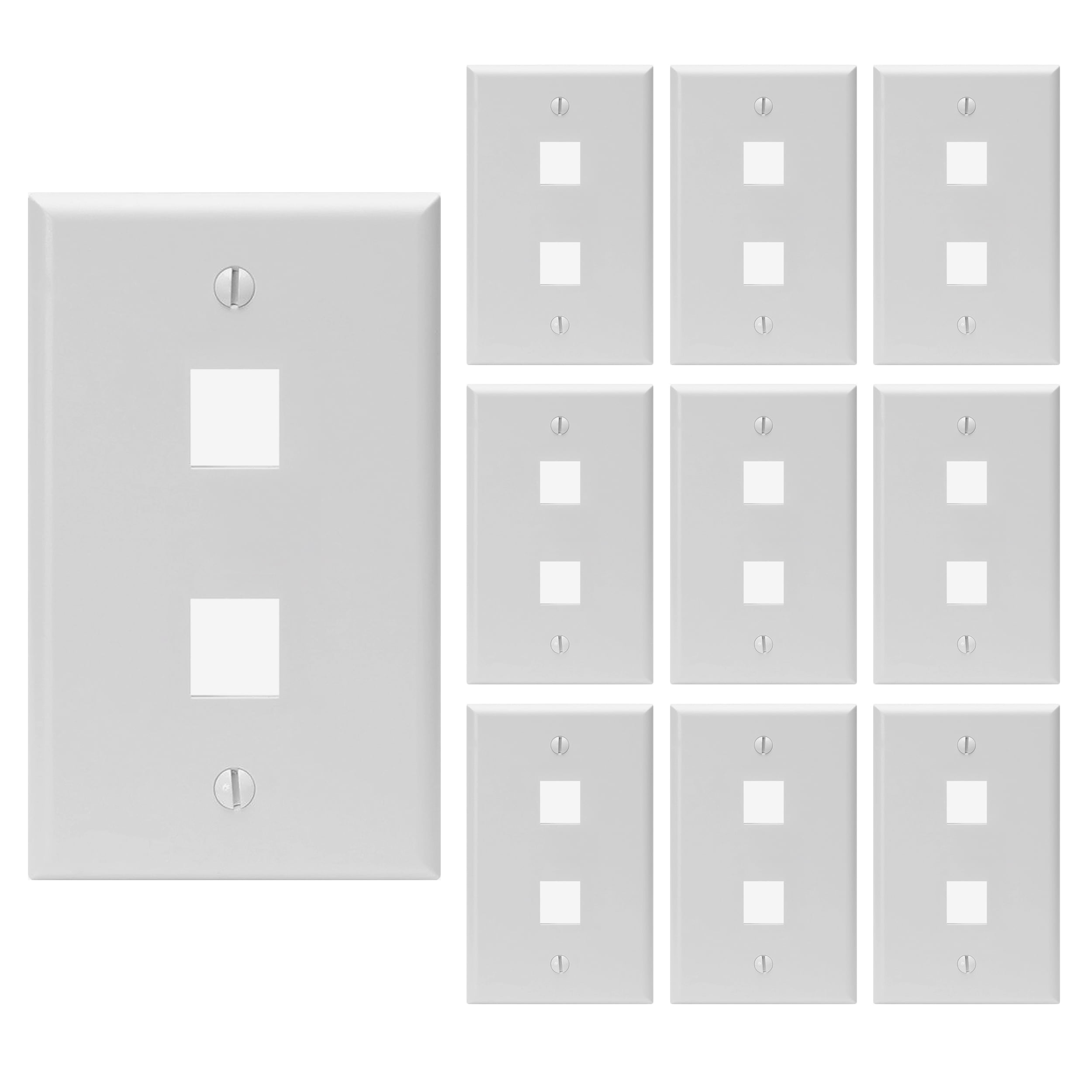 Big-A - [10 Pack] 2 Port Keystone Wall Plate, Low Profile Single-Gang ...