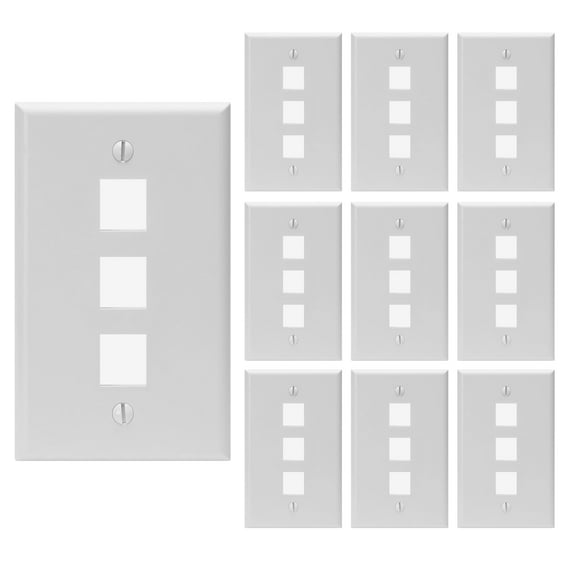 Big-A - [10 Pack] 3 Port Keystone Wall Plate, Low Profile Single-Gang ...