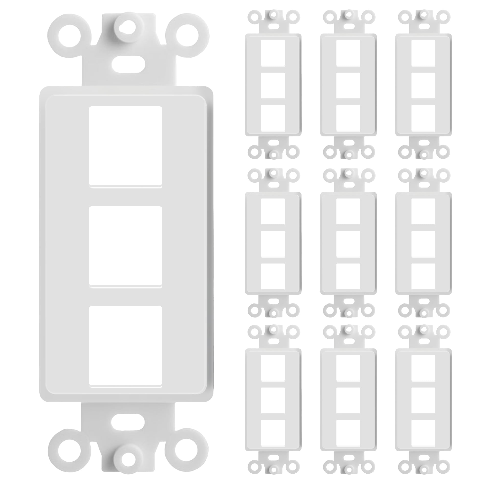 Big-A - 10 Pack 3Port Decora Wall Plate 1-Gang Keystone Decora Insert ...