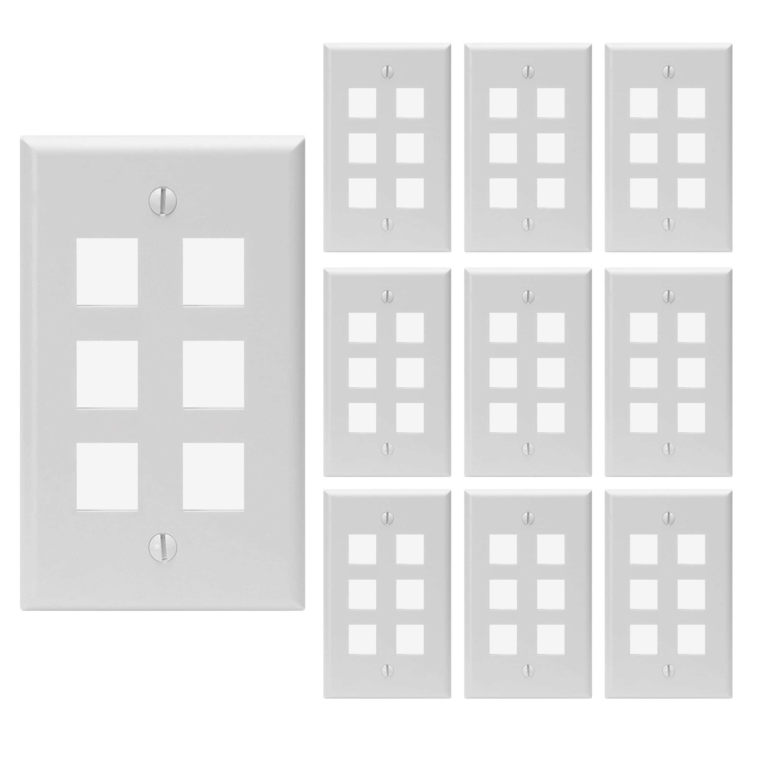 Keystone Wall Plate Jack Insert RJ45 CAT5e CAT6 White Face Plate LOT ...
