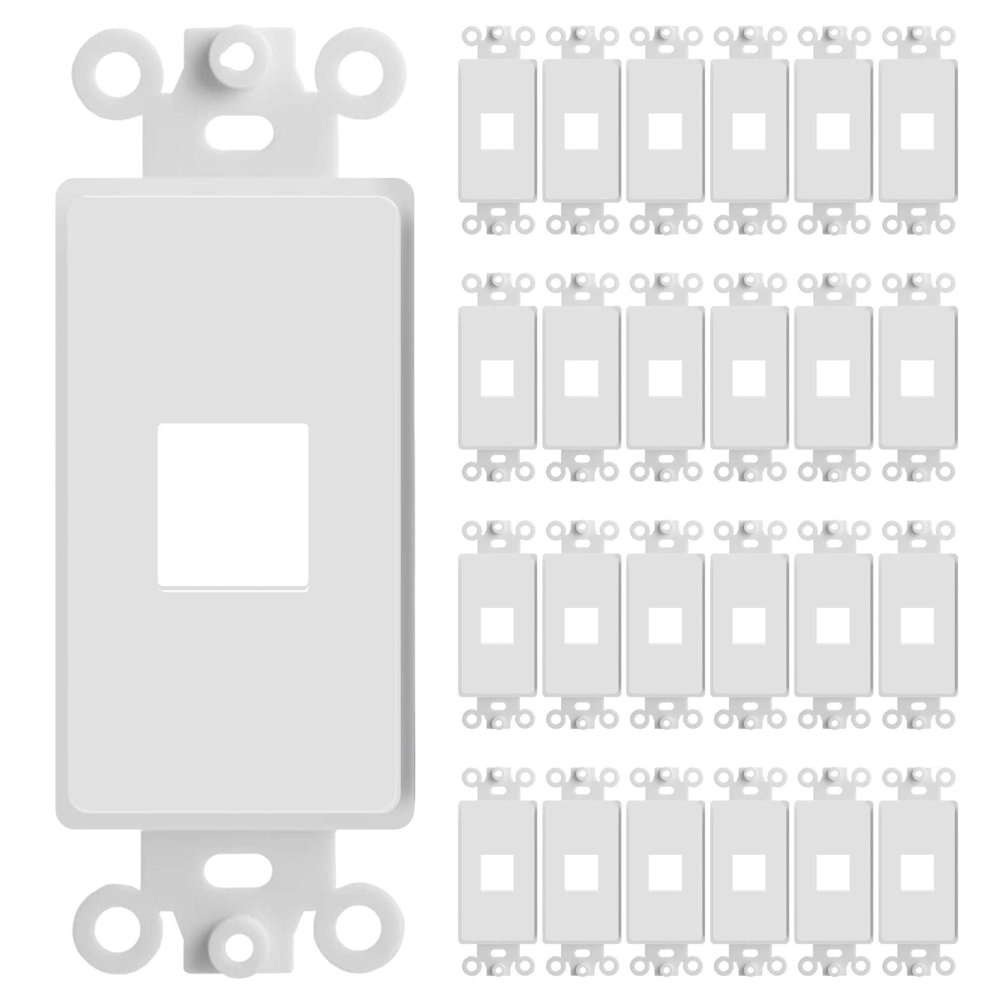 Big-A - 25 Pack 1 Port Decora Wall Plate 1-Gang Keystone Decora Insert ...