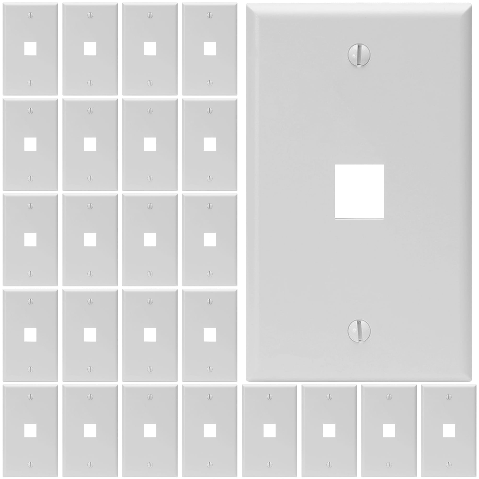 Big-A - 25 Pack 1 Port Keystone Wall Plate, Low Profile Single-Gang ...