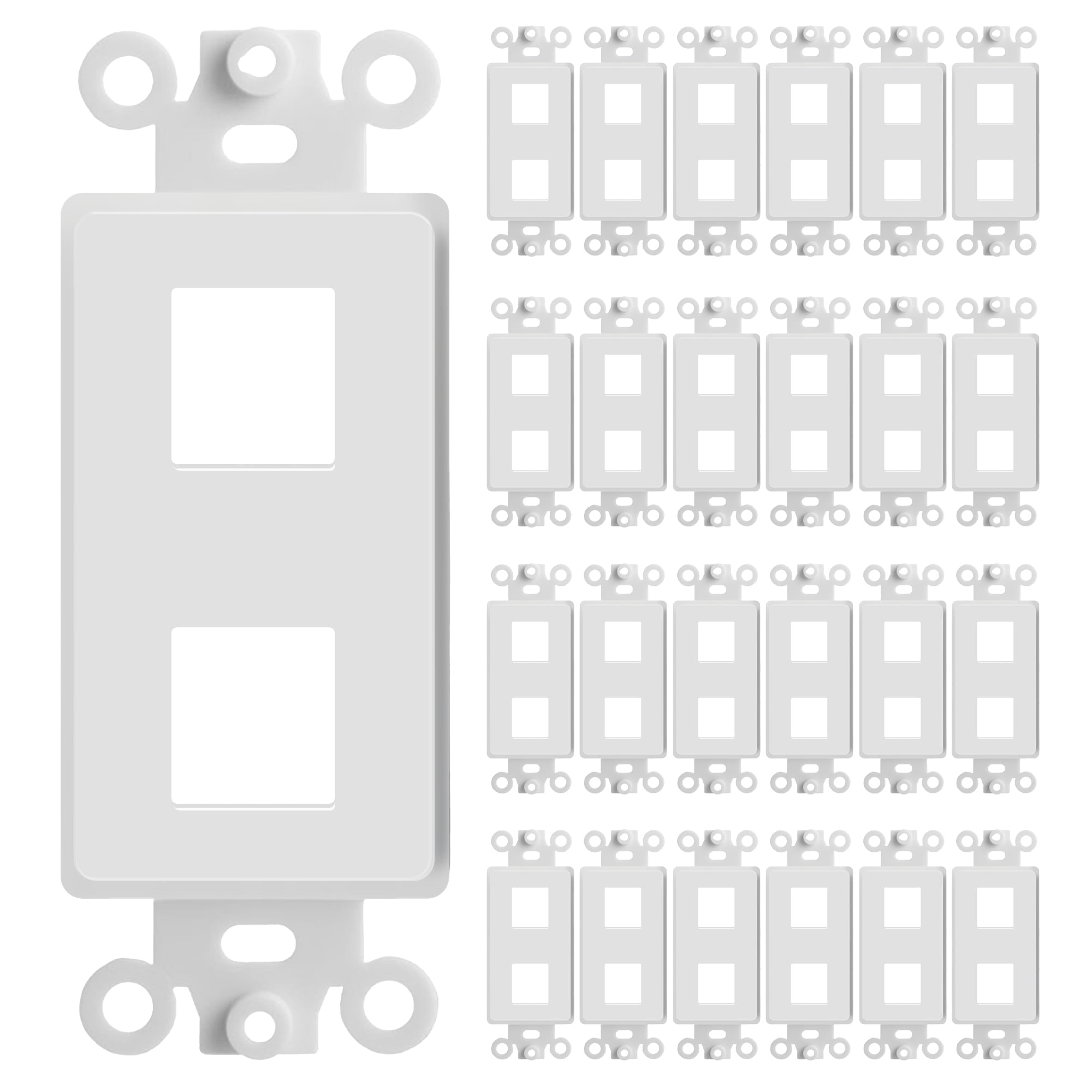 Big-A - 25 Pack 2 Port Decora Wall Plate 1-Gang Keystone Decora Insert ...