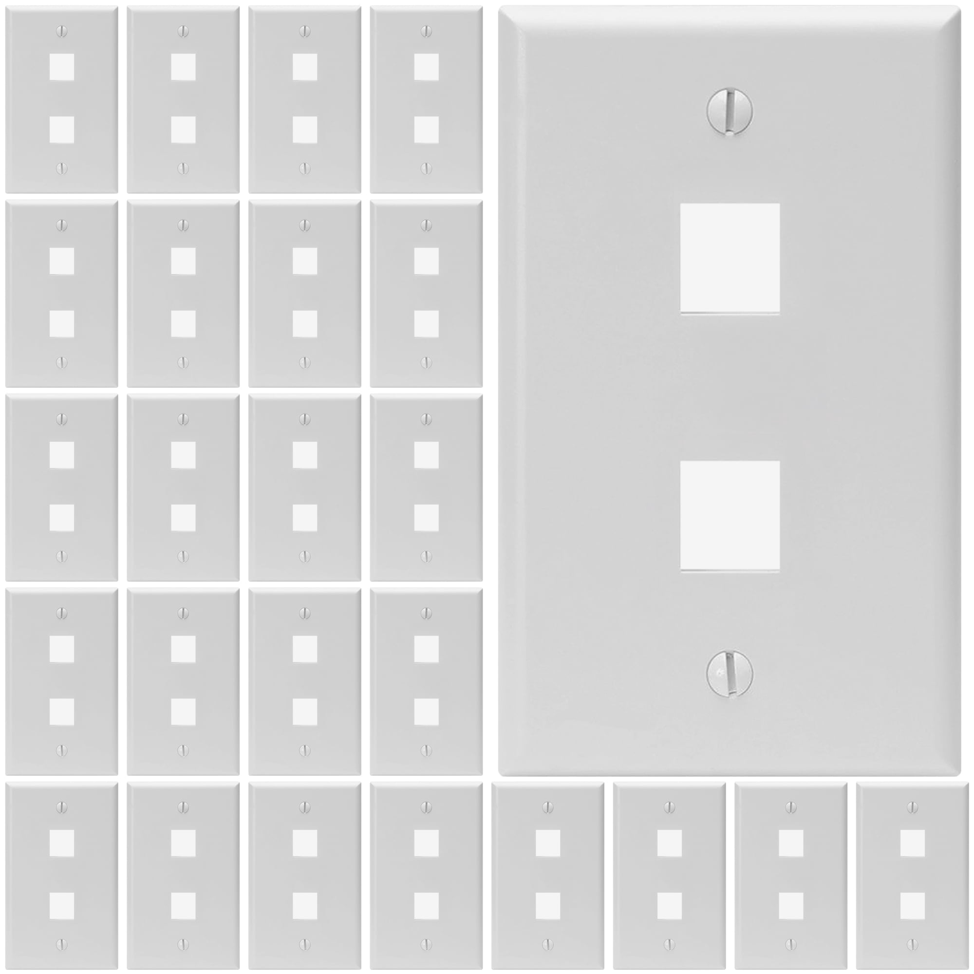 Big-A - 25 Pack 2 Port Keystone Wall Plate, Low Profile Single-Gang ...