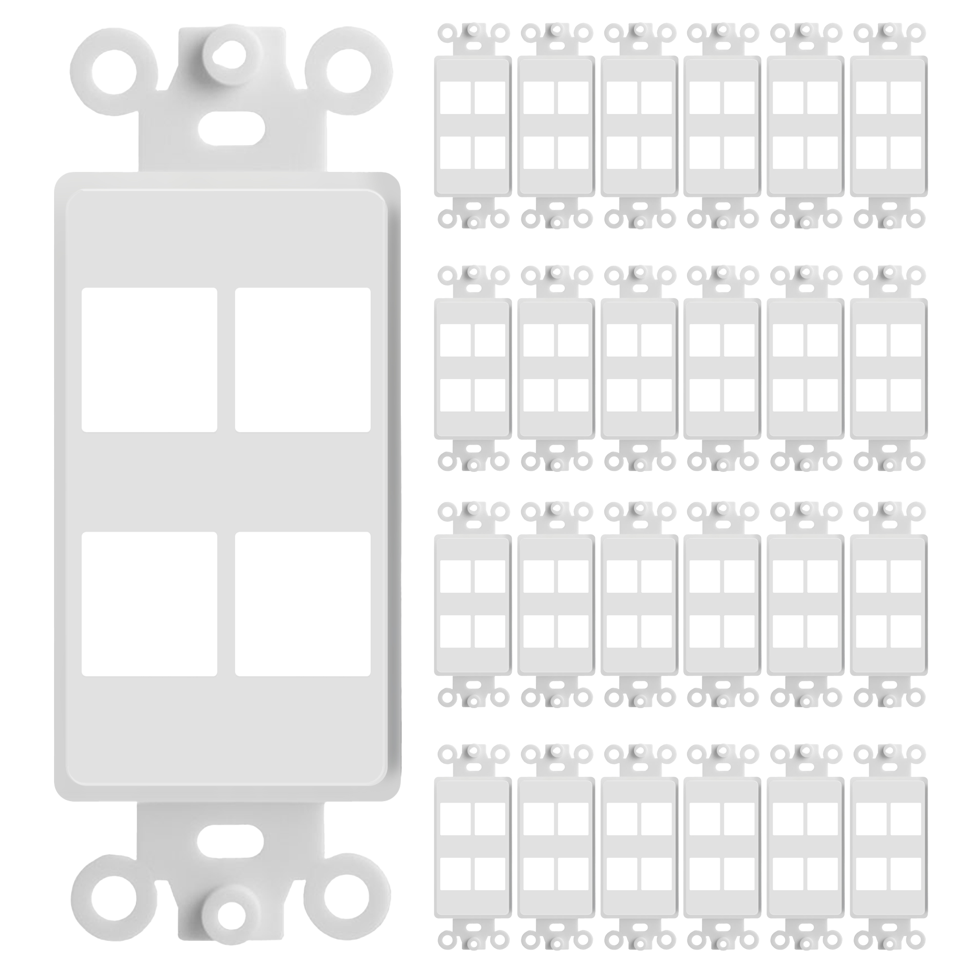 Big-A - 25 Pack 4 Port Decora Wall Plate 1-Gang Keystone Decora Insert ...