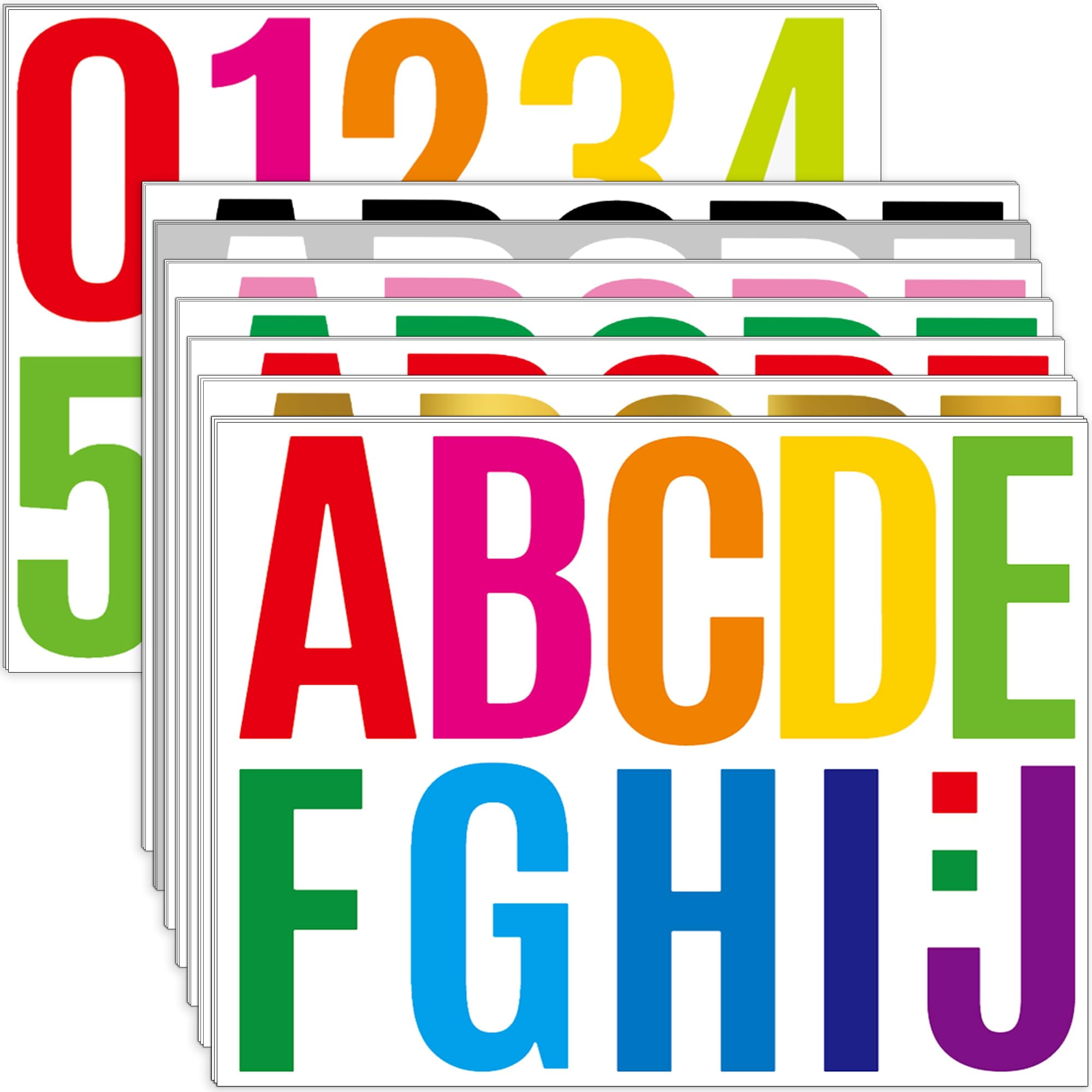Big ABC Number Stickers, 24 Sheets Jumbo 4 Inch Letters, Vinyl Peel and ...
