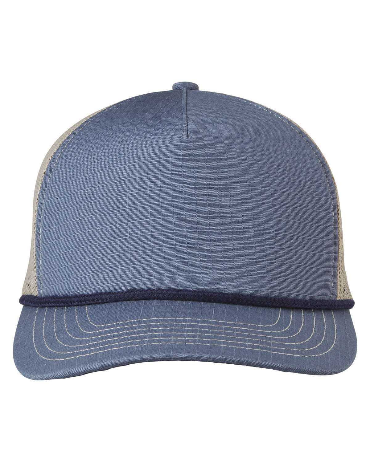 Big Accessories BA680 Lariat Ripstop Trucker Cap-Slate Blue/ Navy Rope ...