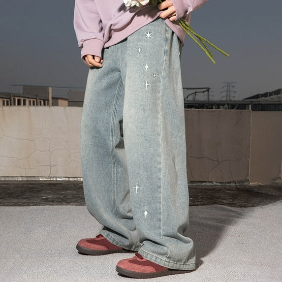 Big And Tall Jeans for Men Wide Leg Stretch Denim Pants Casual ...