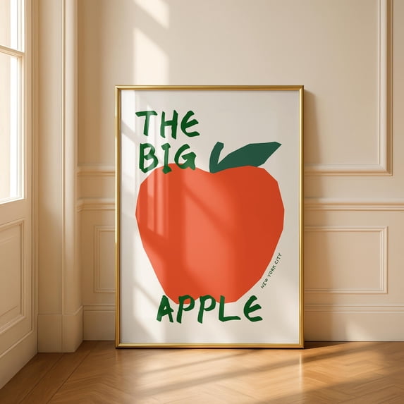 Big Apple New York City Kitchen Wall Art Fruit Bold Typography Modern ...