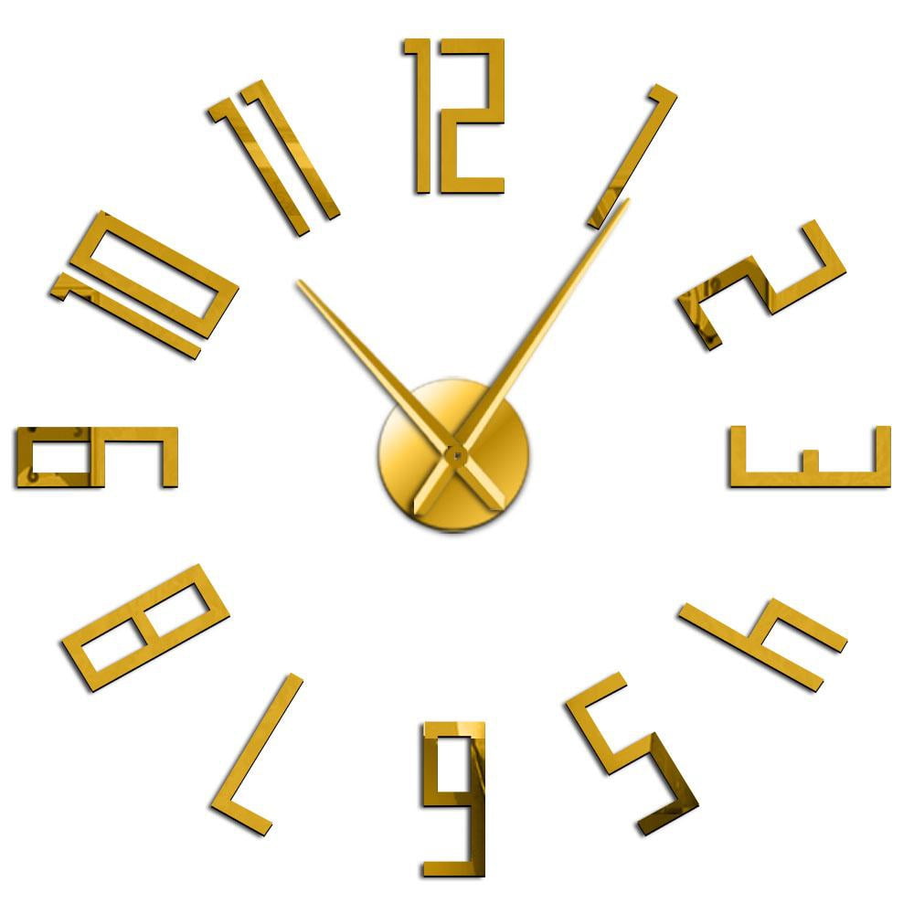 Big Arabic Numerals Frameless Wall Clock Stickers, DIY Modern ...