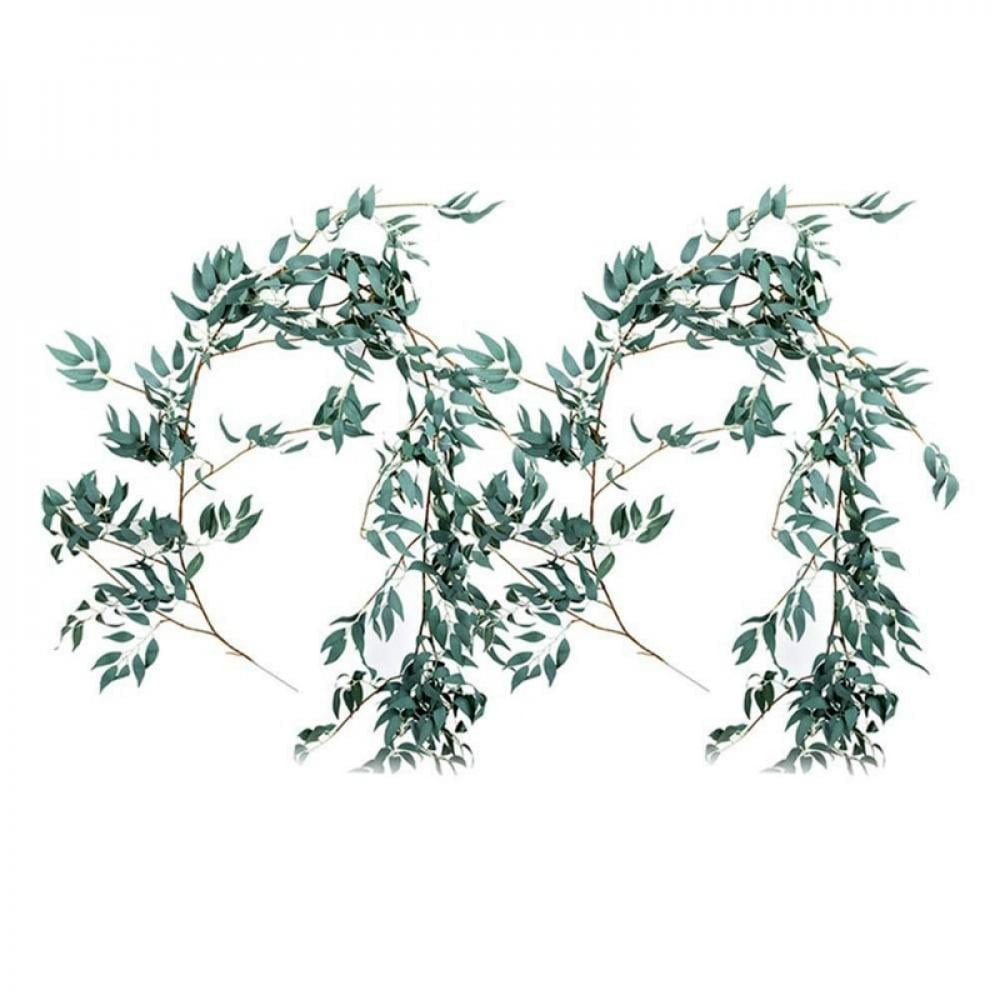 Big Artificial 5.4 ft Greenery Eucalyptus Garland Faux Willow Leaves Creative Vines in Green for ...