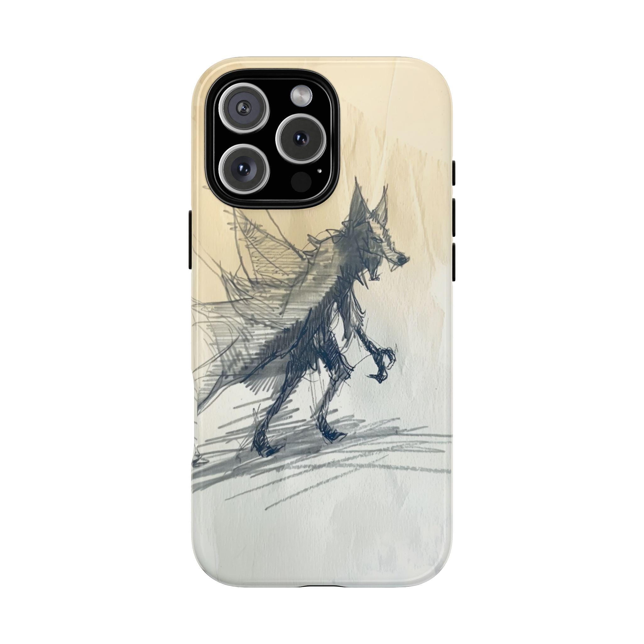 Big Bad Wolf Pencil Drawing Art Phone Case for iPhone 17 16 15 14 13 12 ...