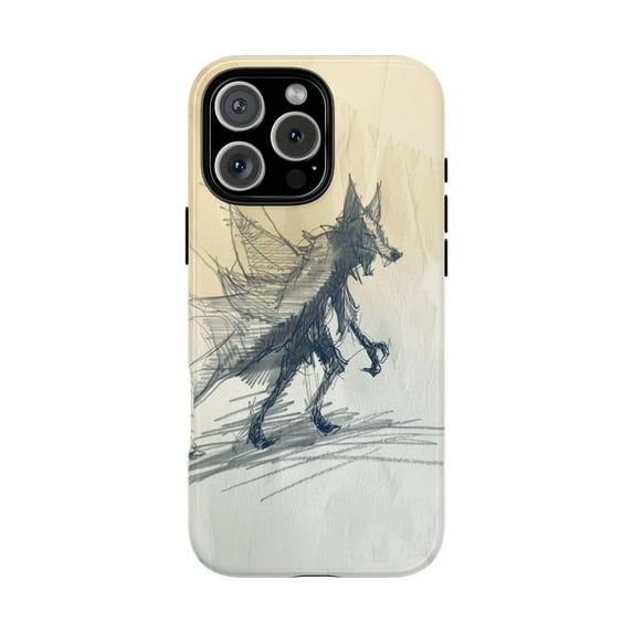 Big Bad Wolf Pencil Drawing Gray Animal Illustration Phone Case with ...