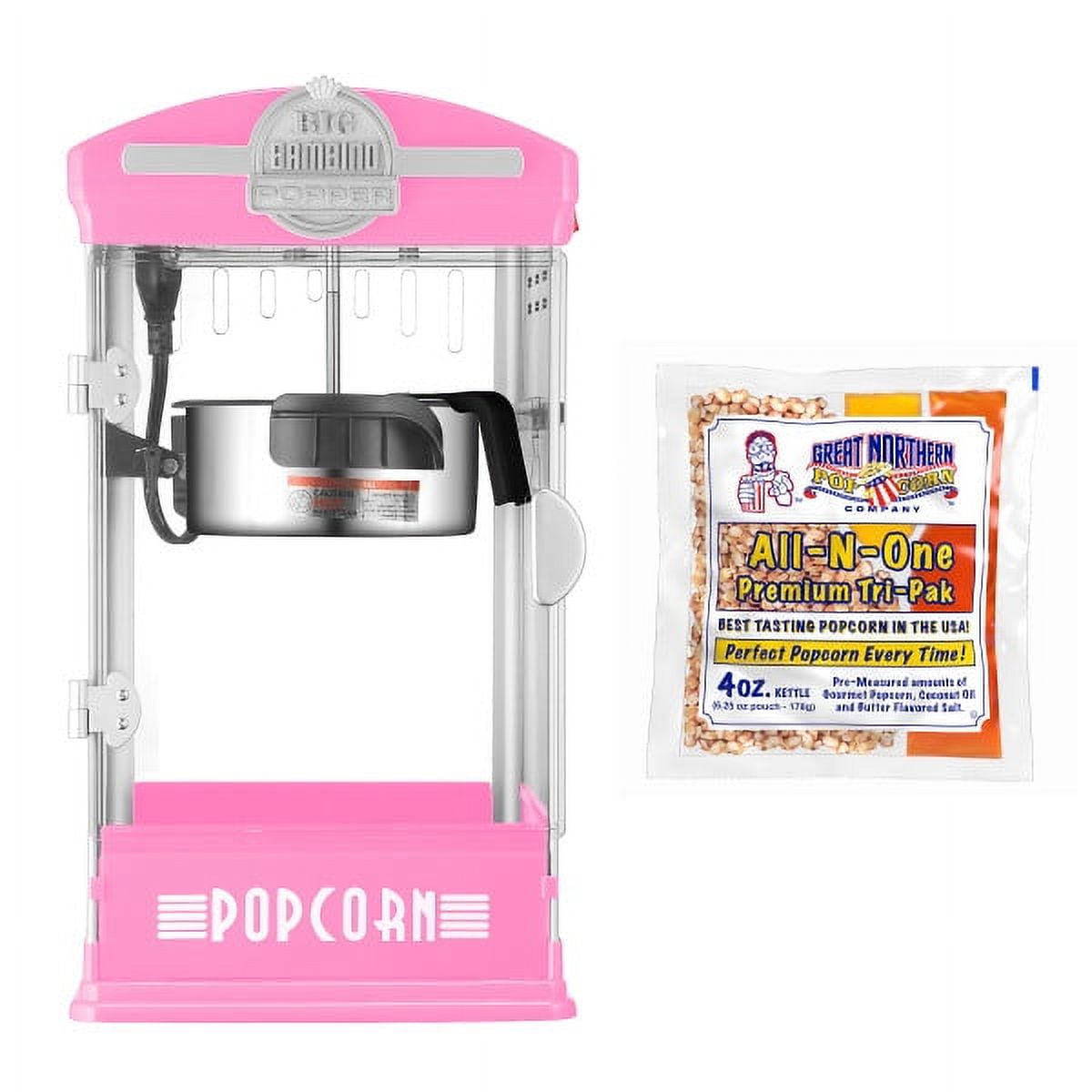 Big Bambino Popcorn Machine – 4 Oz Kettle with 12 Pack of All-In-One ...